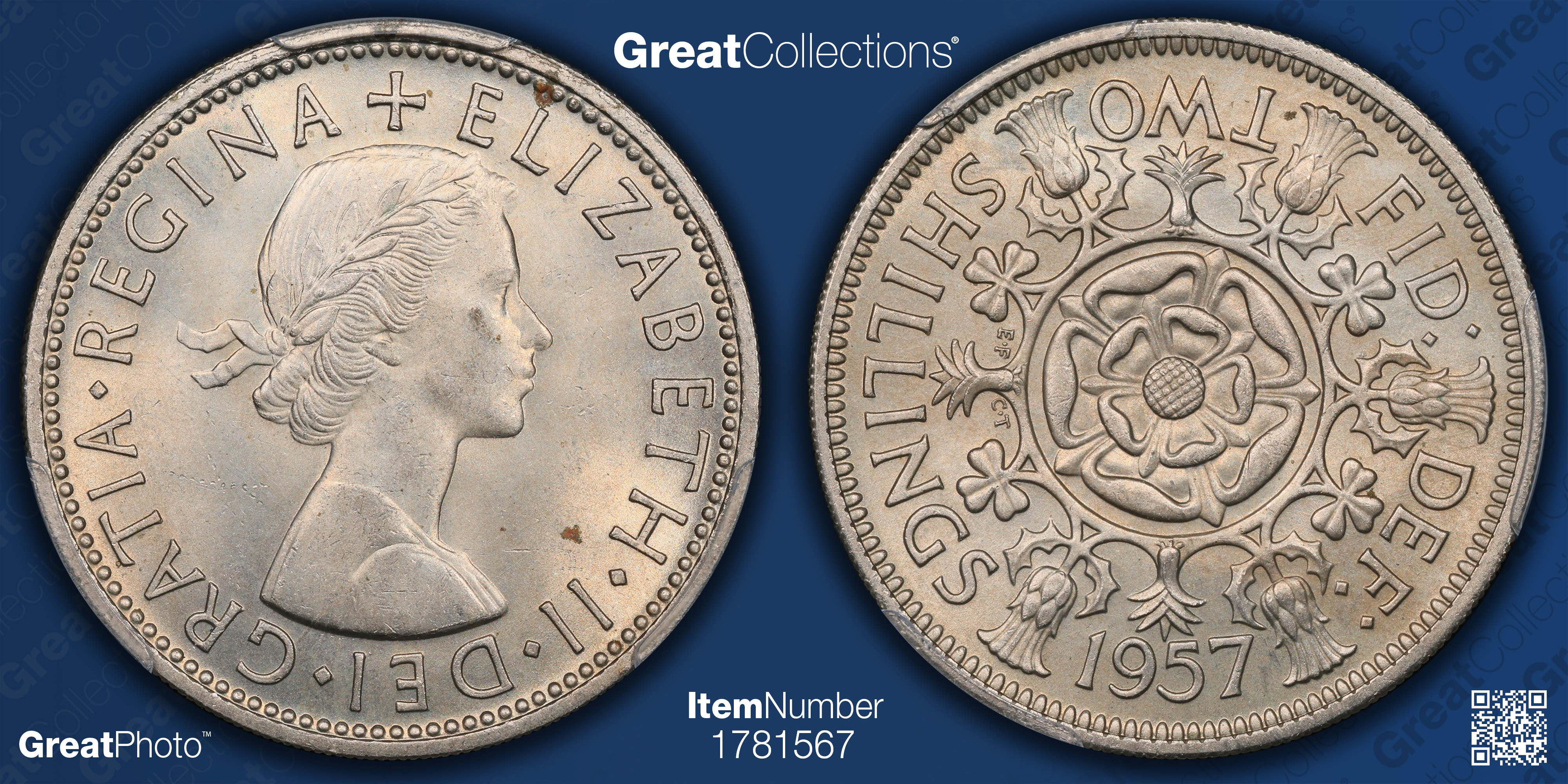 Great Britain 1957 Florin KM-906 PCGS MS-64 (Item 1781567 ...