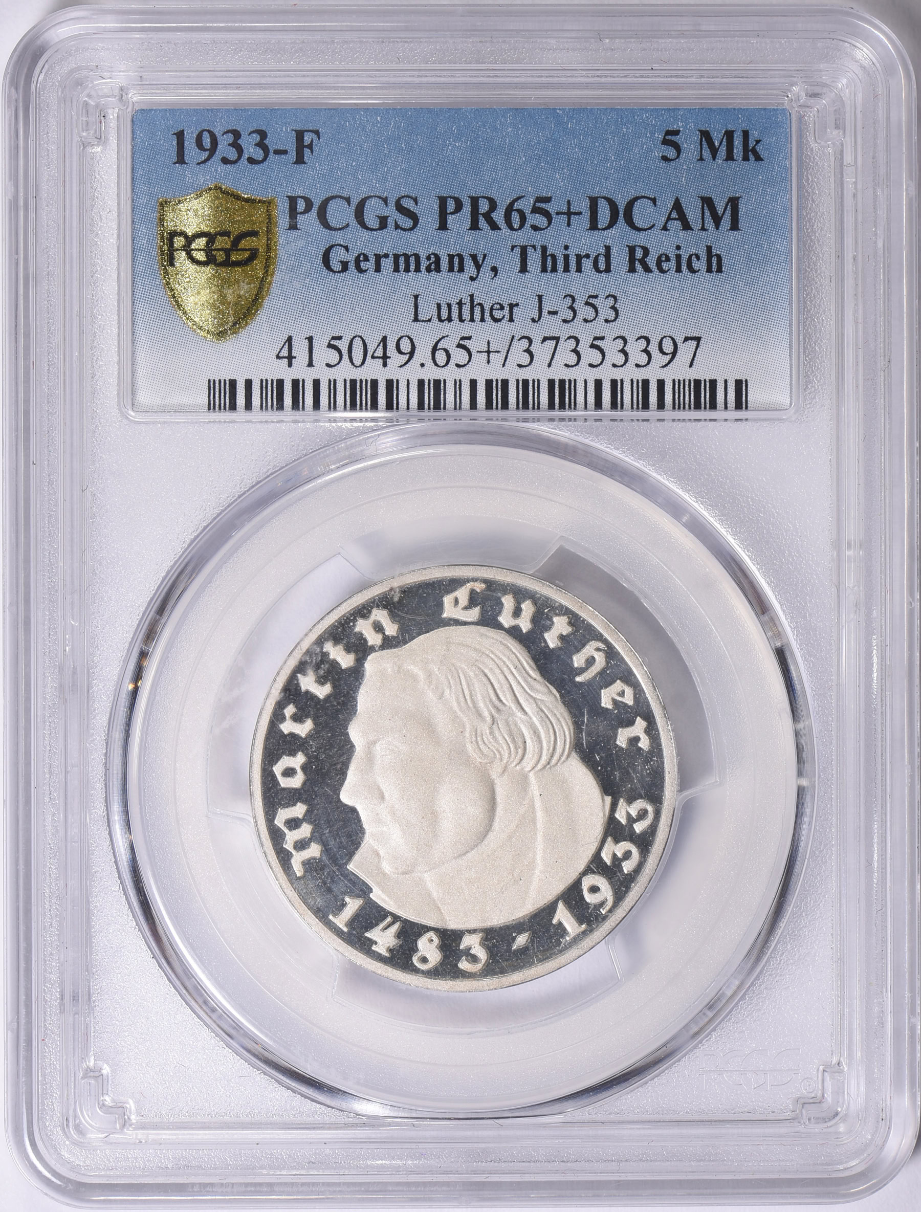 Germany 1933-F Silver 5 Marks Birth of Martin Luther 450th Anniversary ...