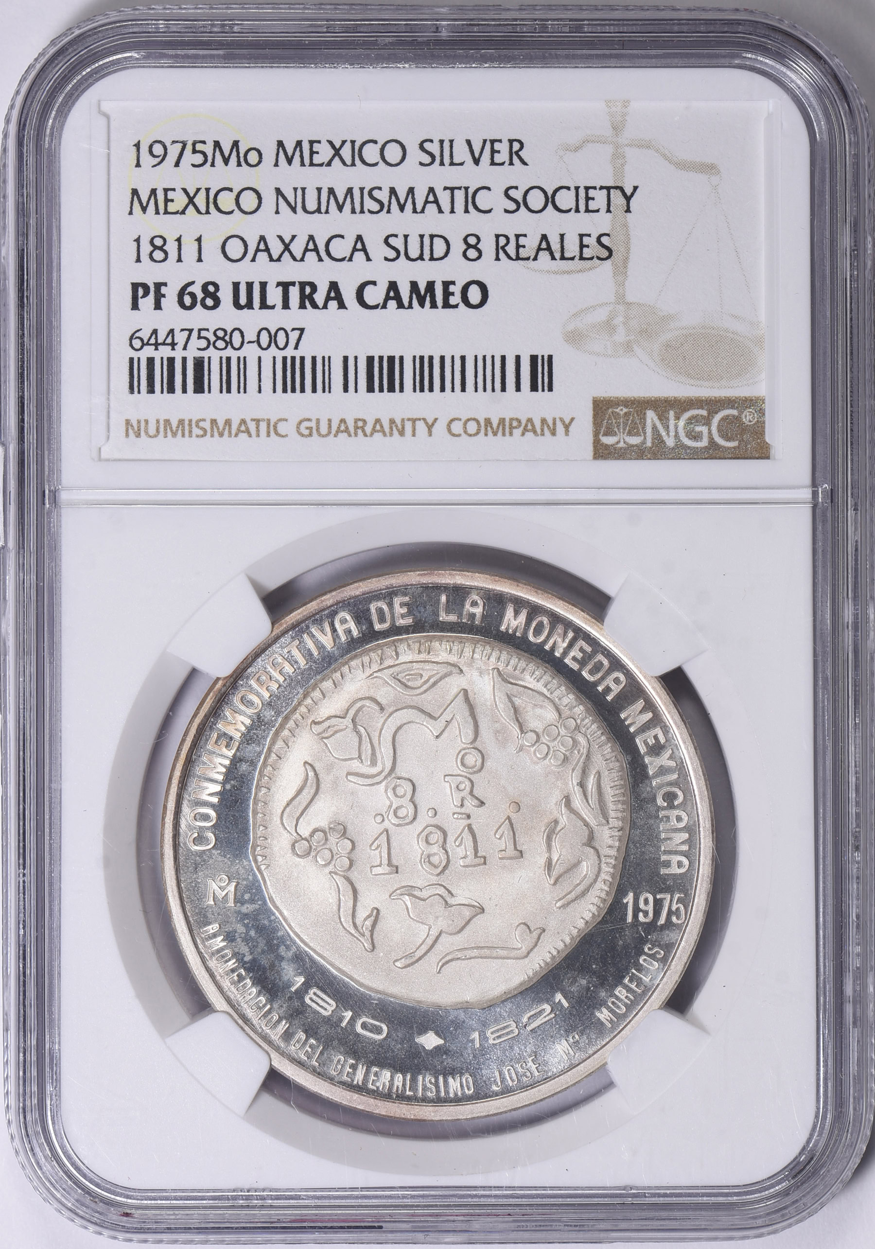 Mexico 1975-Mo Silver Numismatic Society Historic Coin Series 1811 8 ...