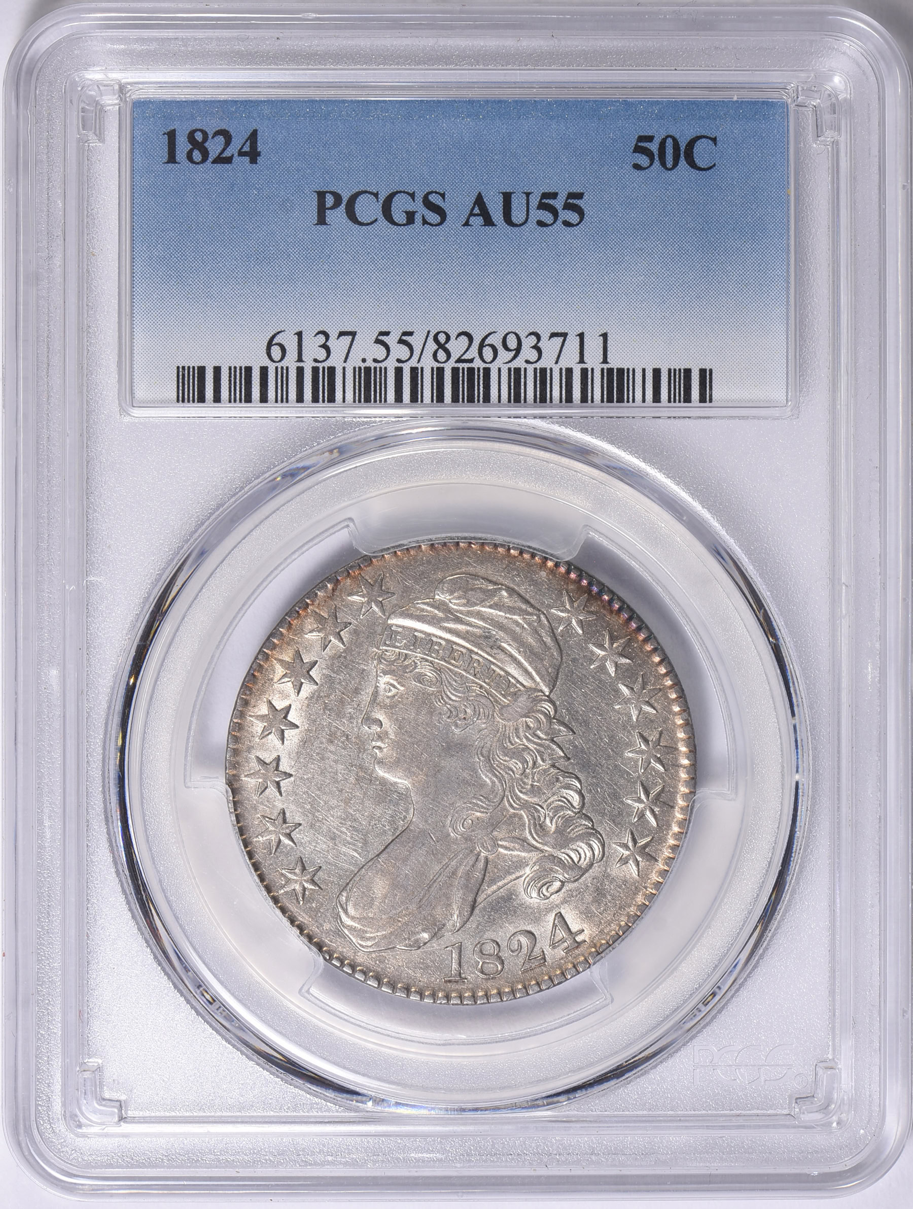 1824 Capped Bust Half Dollar PCGS AU-55 (Toned) (Item 1781623) | GreatCollections Coin Auctions