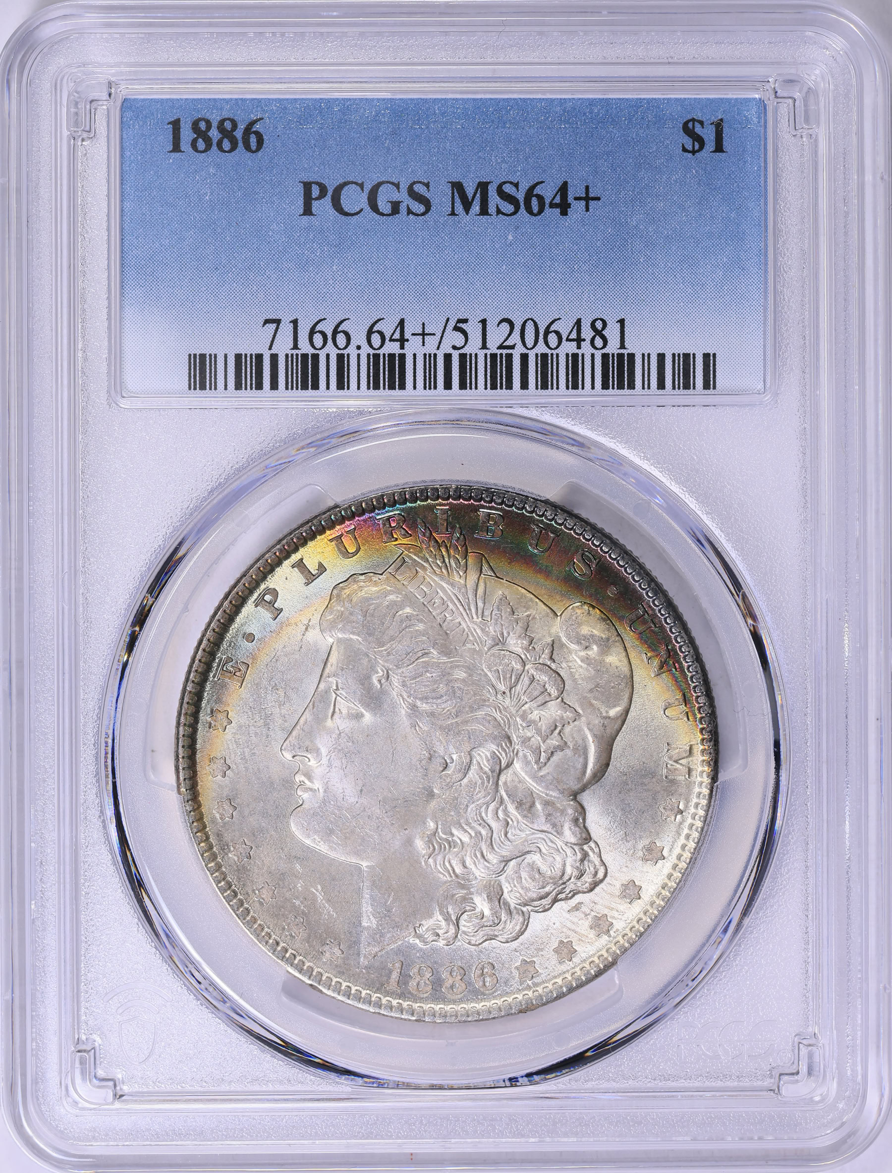 1886 Morgan Silver Dollar PCGS MS-64+ (Toned) (Item 1781653) | GreatCollections Coin Auctions