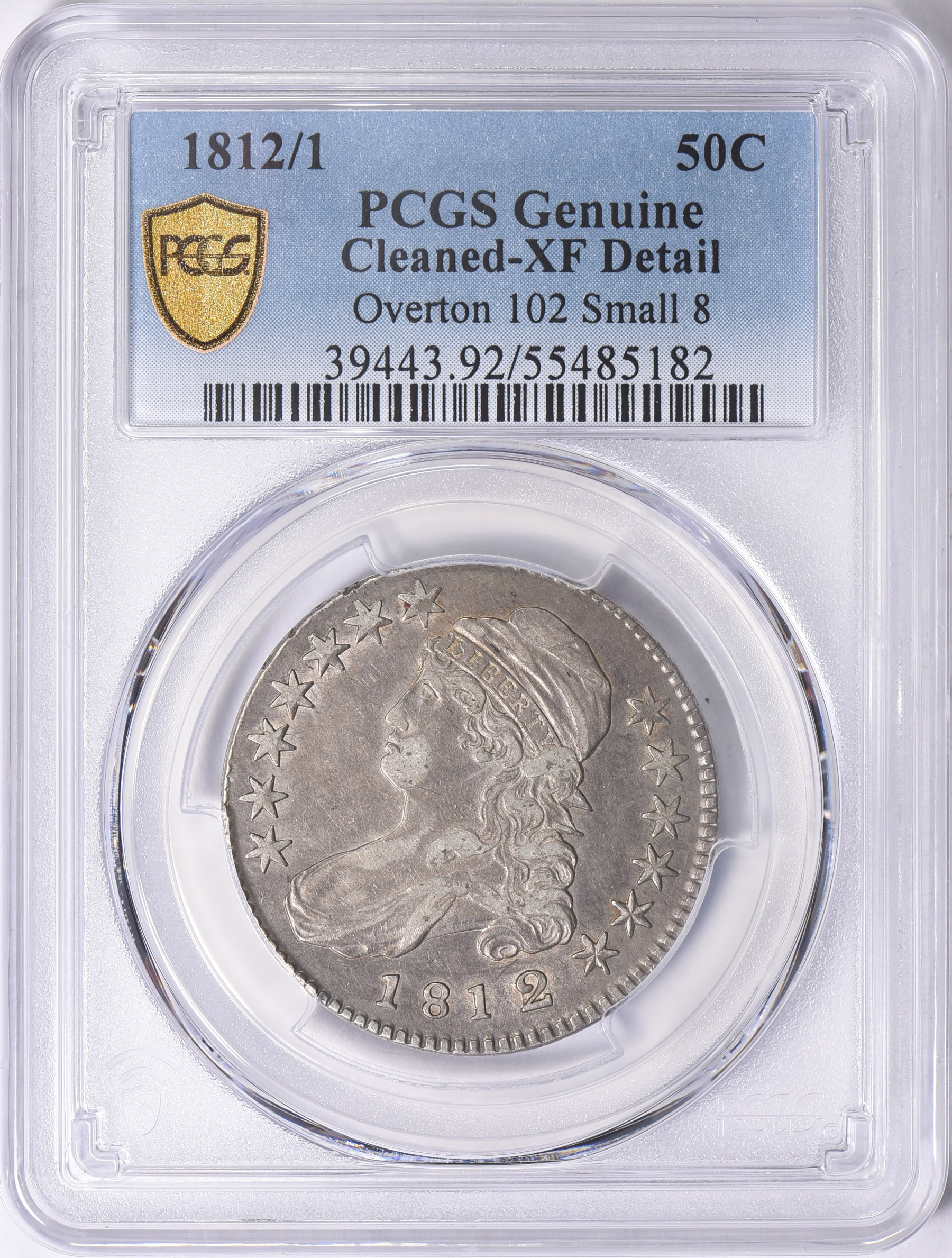 1812/1 Capped Bust Half Dollar Small 8 Overton 102 PCGS Genuine XF Details (Item 1781685 ...