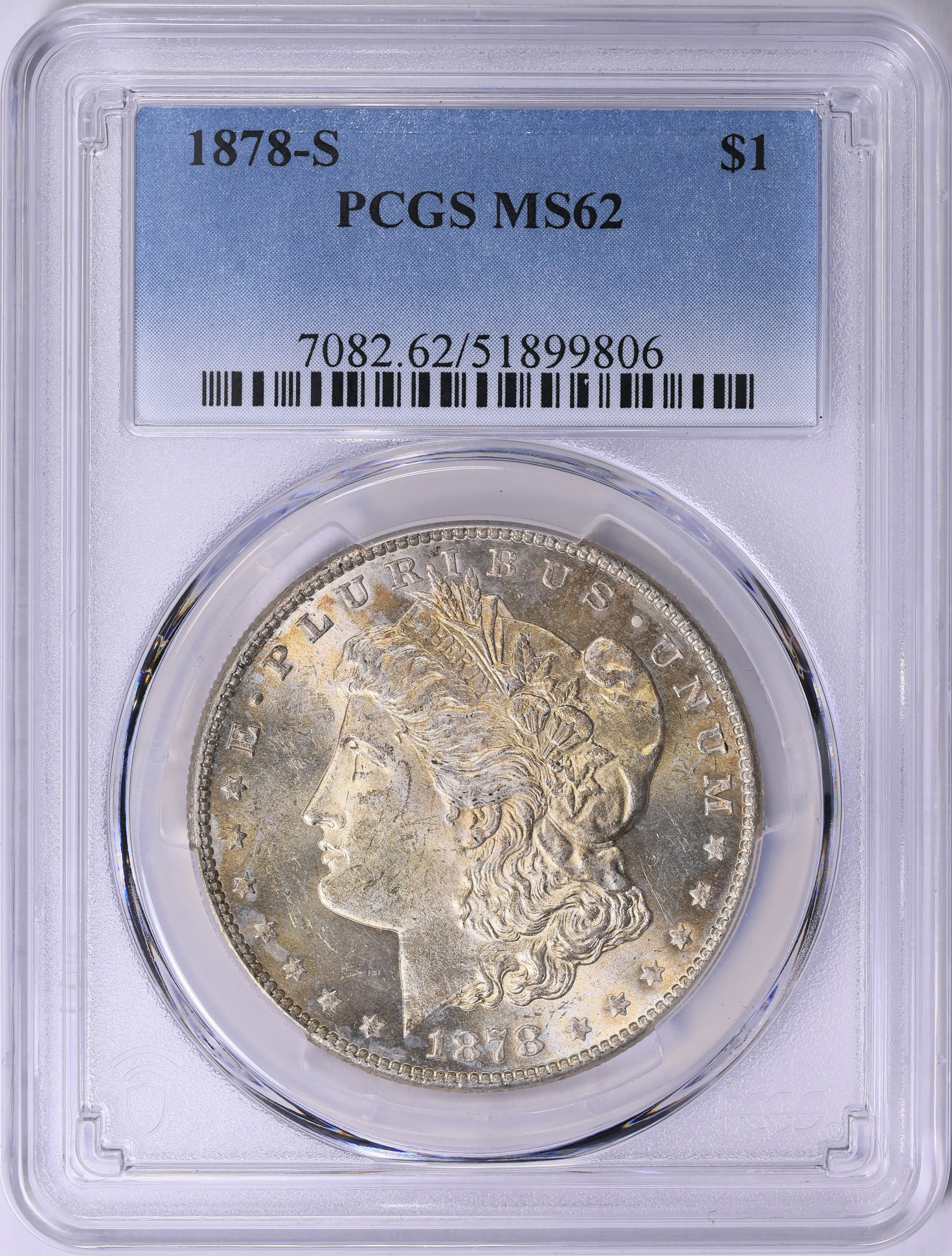 1878-S Morgan Silver Dollar PCGS MS-62 (Toned) (Item 1781726) | GreatCollections Coin Auctions