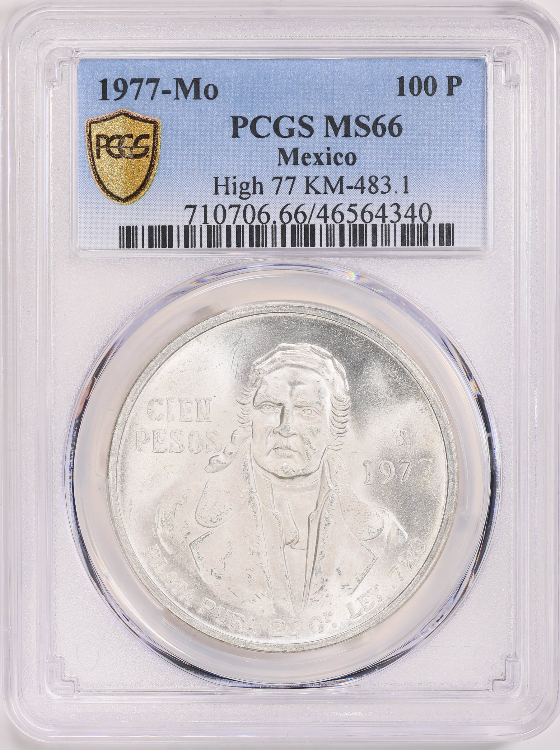 Mexico 1977-Mo Silver 100 Pesos High 77 KM-483.1 PCGS MS-66 (Item ...