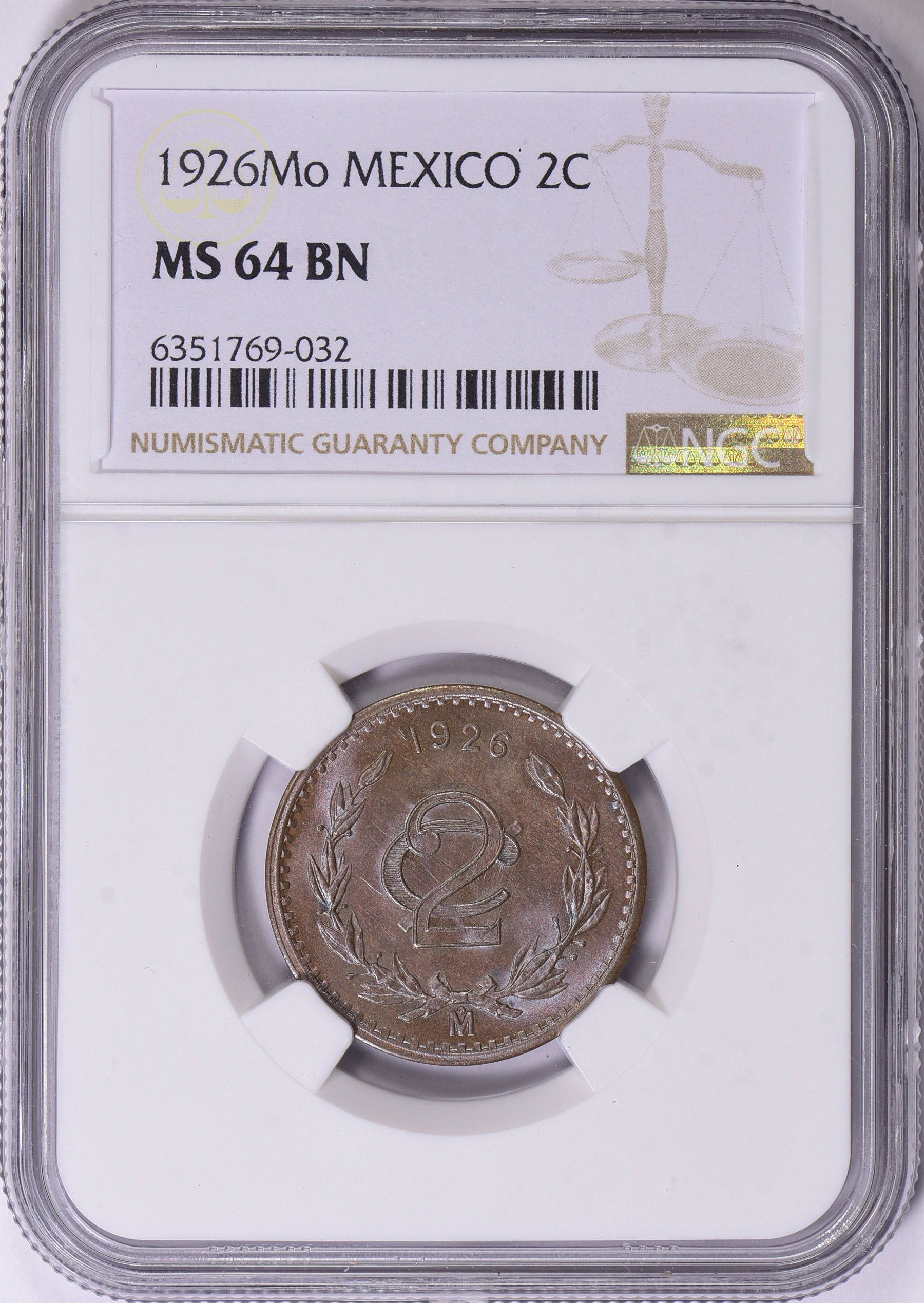 Mexico 1926-Mo 2 Centavos KM-419 NGC MS-64 BN (Item 1781807 ...