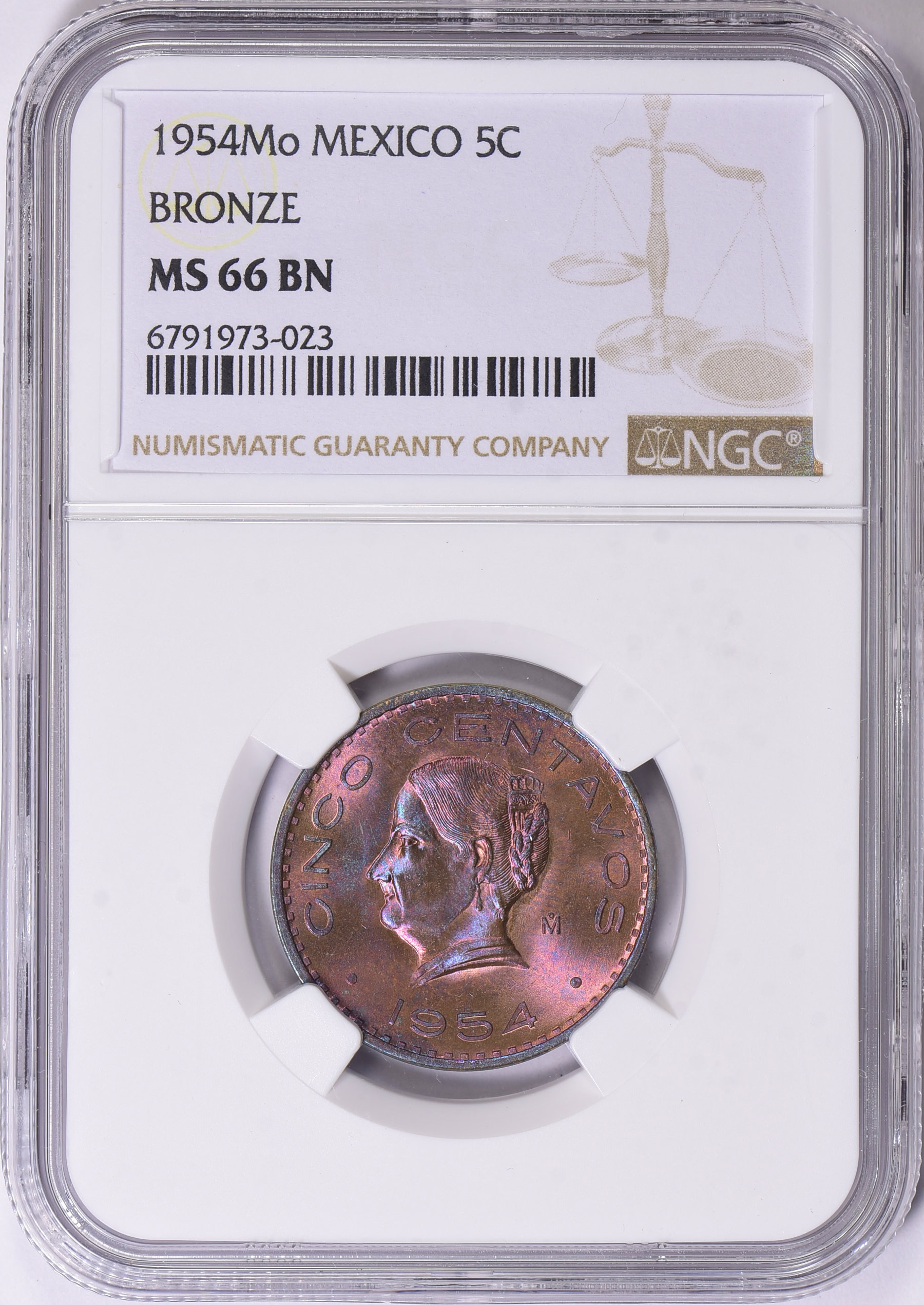 Mexico 1954-Mo 5 Centavos Bronze KM-424 NGC MS-66 BN (Item 1781814) | GreatCollections Coin Auctions