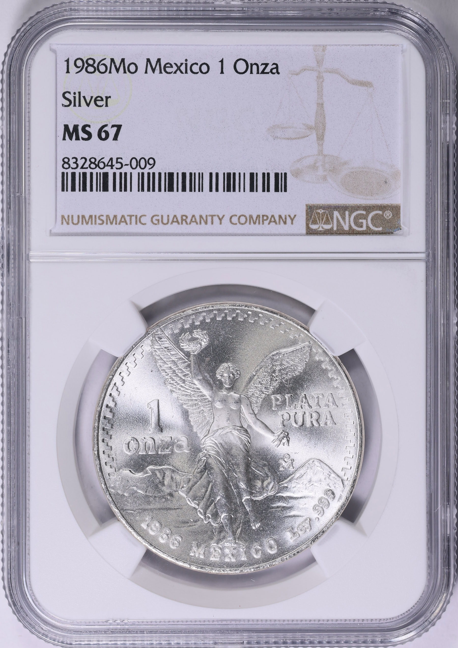 Mexico 1986-Mo Silver Onza Libertad KM-494.1 NGC MS-67 (Item 1781839) | GreatCollections Coin ...