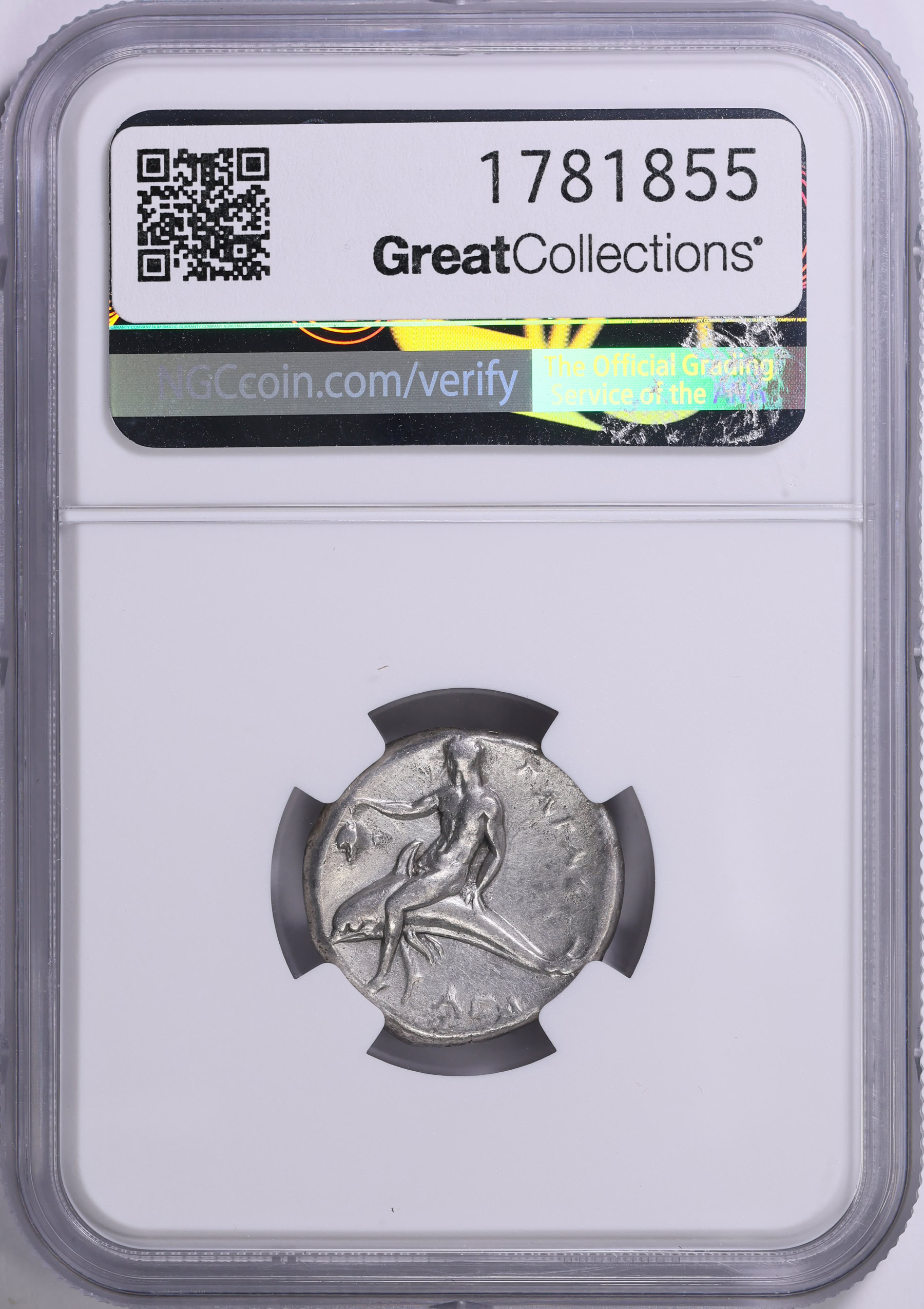 Ancient Calabria, Taras c.302-280 B.C. AR Didrachm NGC Ch VF | Cert ...