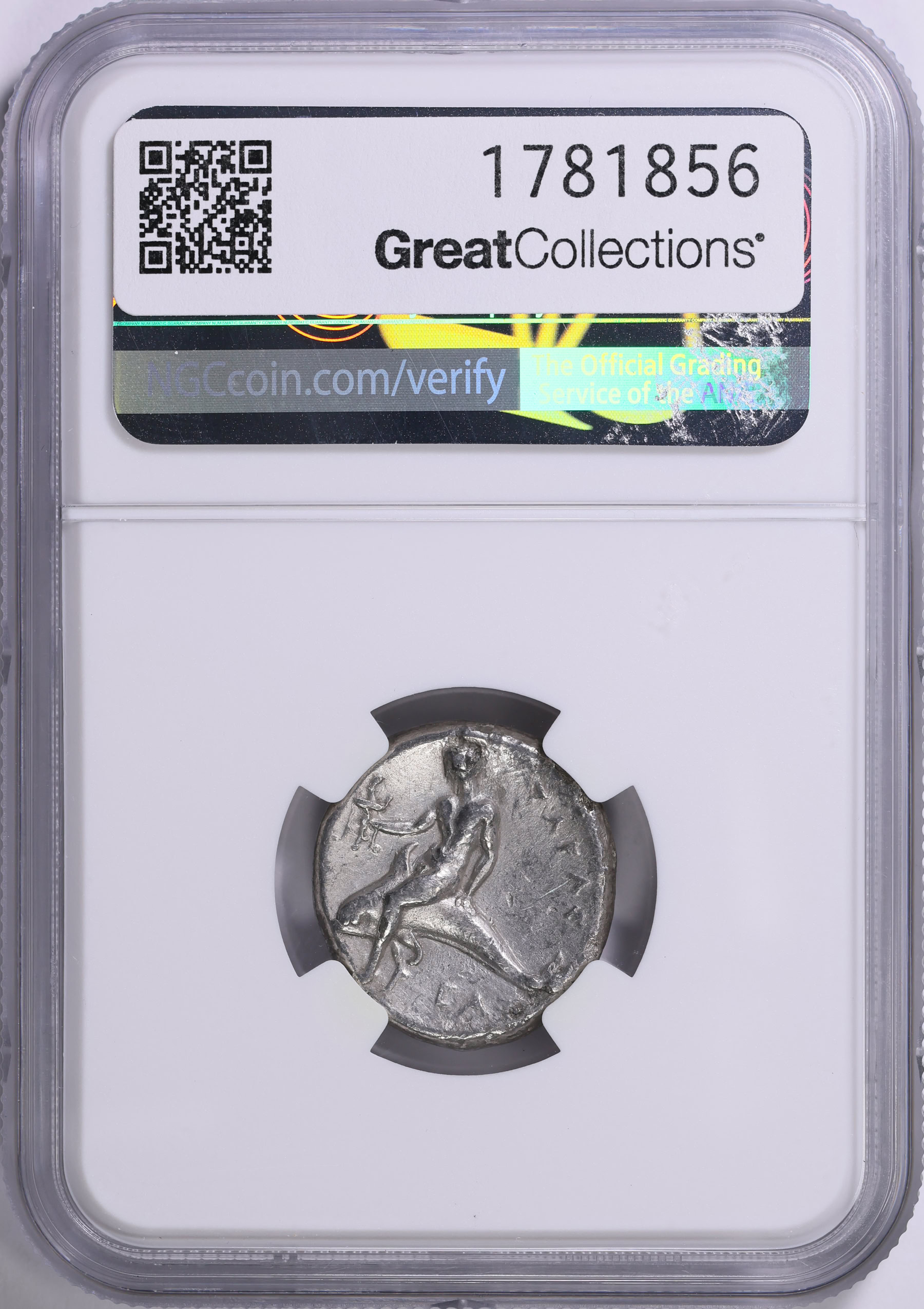 Ancient Calabria, Taras c.302-280 B.C. AR Didrachm NGC Ch VF | Cert ...