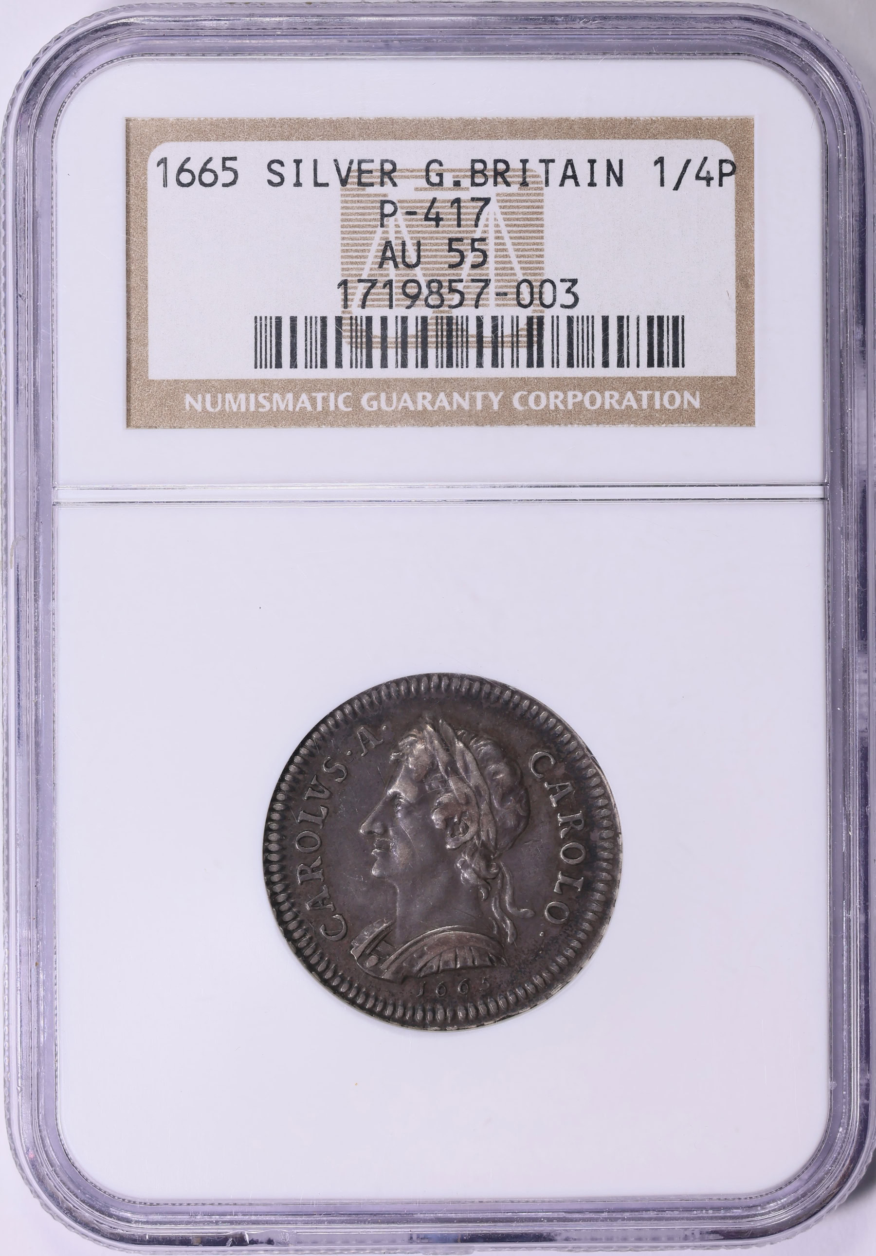 Great Britain 1665 Silver Farthing Pattern NGC AU-55 (Item 1781917 ...