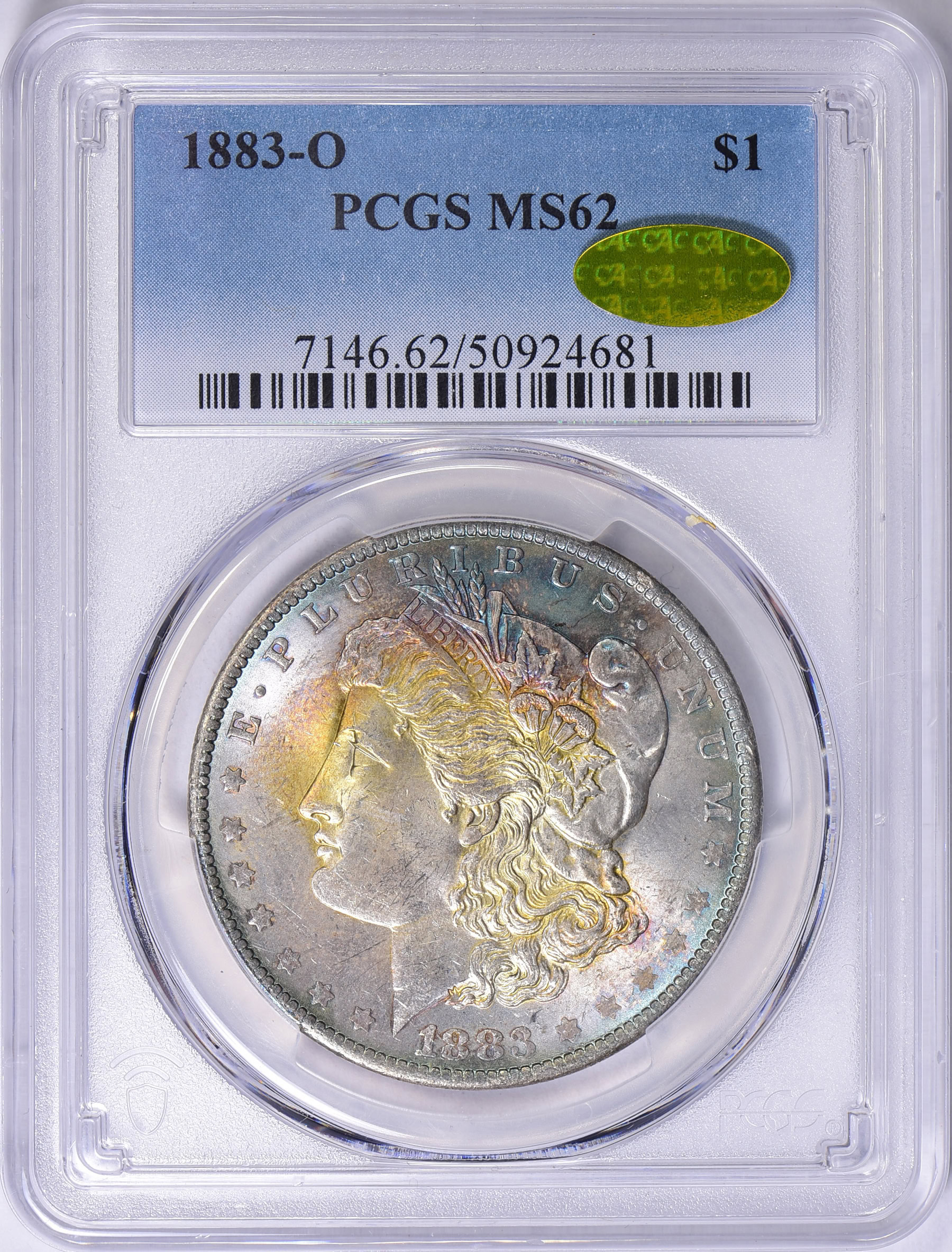 1883-O Morgan Silver Dollar PCGS MS-62 (CAC Gold) (Toned) (Item 1781965) | GreatCollections Coin ...
