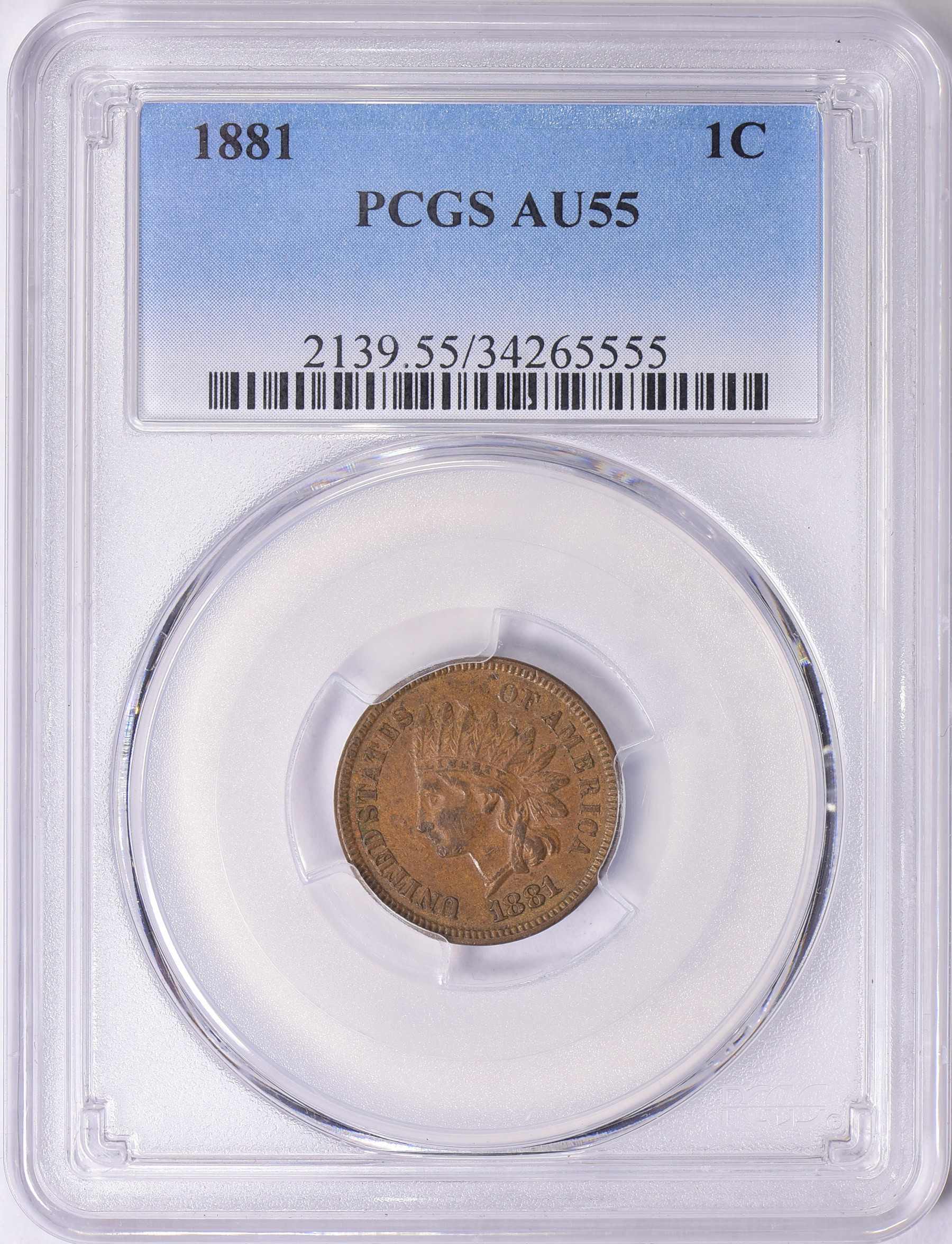 1881 Indian Cent PCGS AU-55 BN (Item 1781979) | GreatCollections Coin Auctions