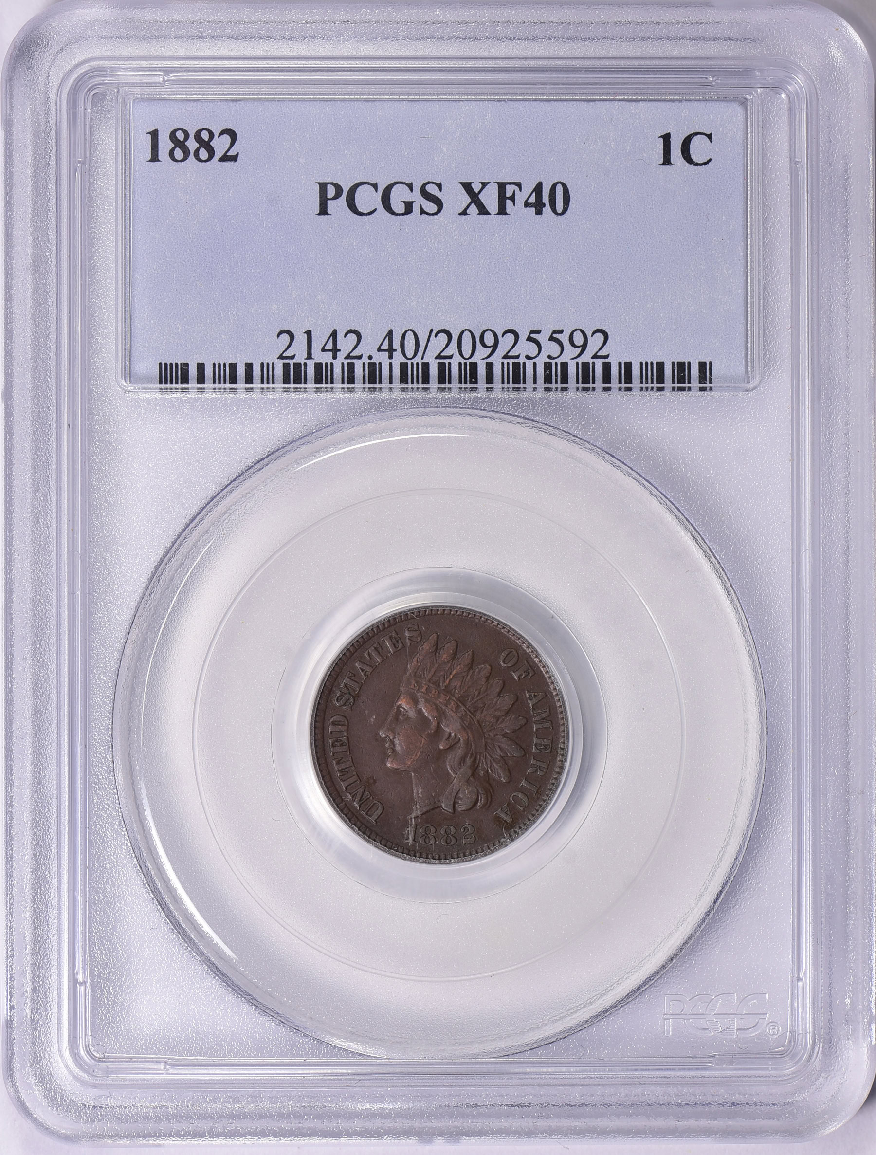 1882 Indian Cent PCGS XF-40 BN (Item 1781980) | GreatCollections Coin ...