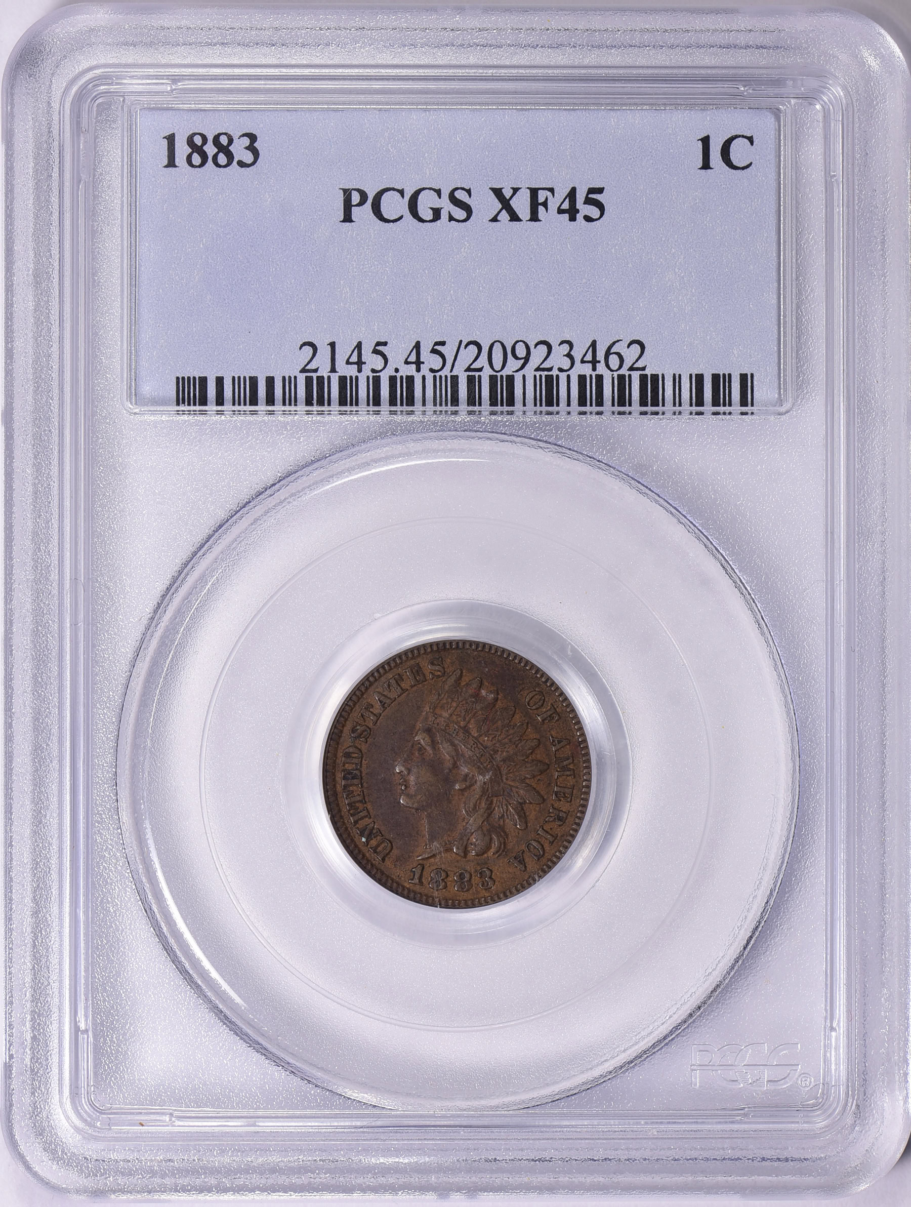 1883 Indian Cent PCGS XF-45 BN (Item 1781981) | GreatCollections Coin Auctions