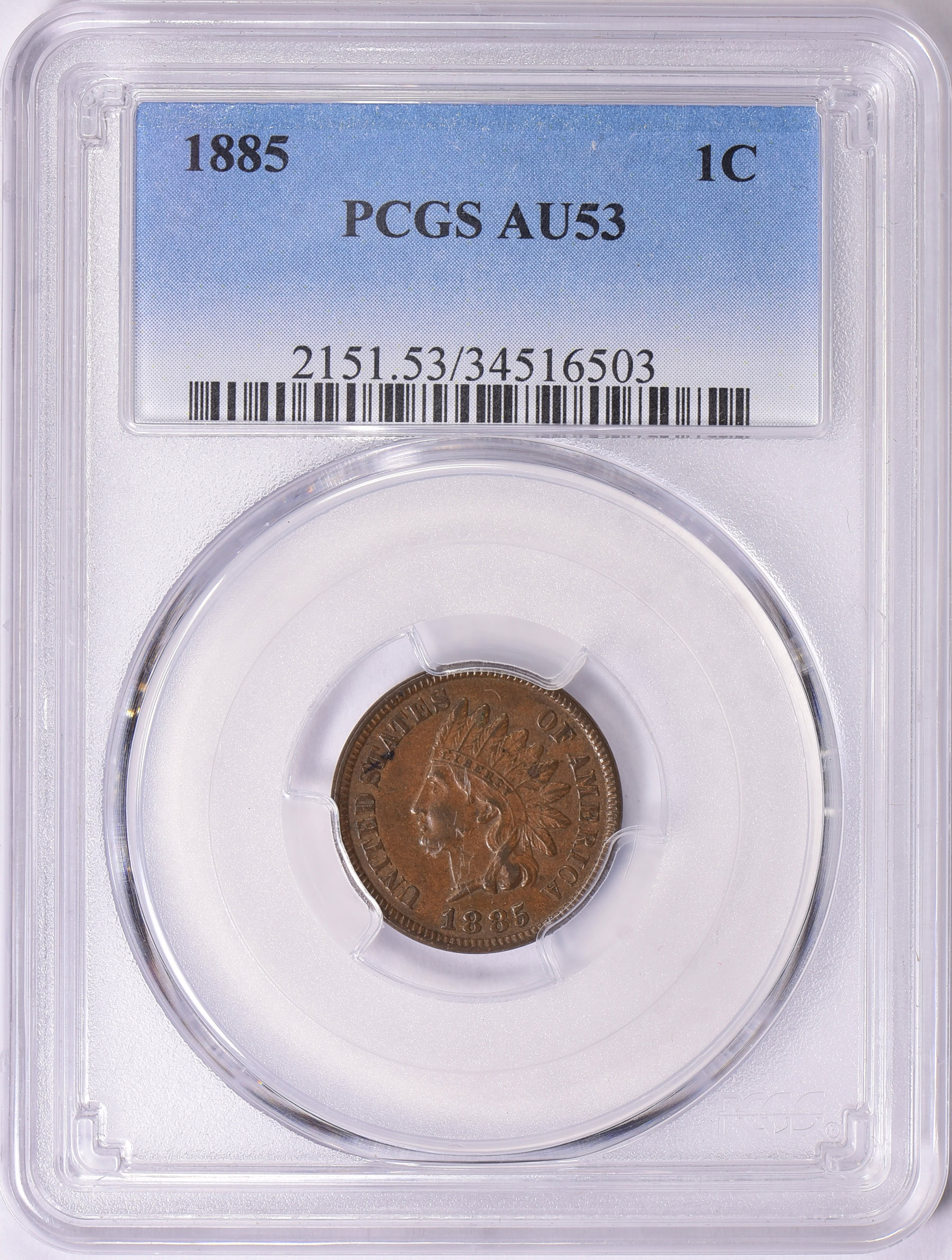 1885 Indian Cent PCGS AU-53 BN (Item 1781983) | GreatCollections Coin Auctions