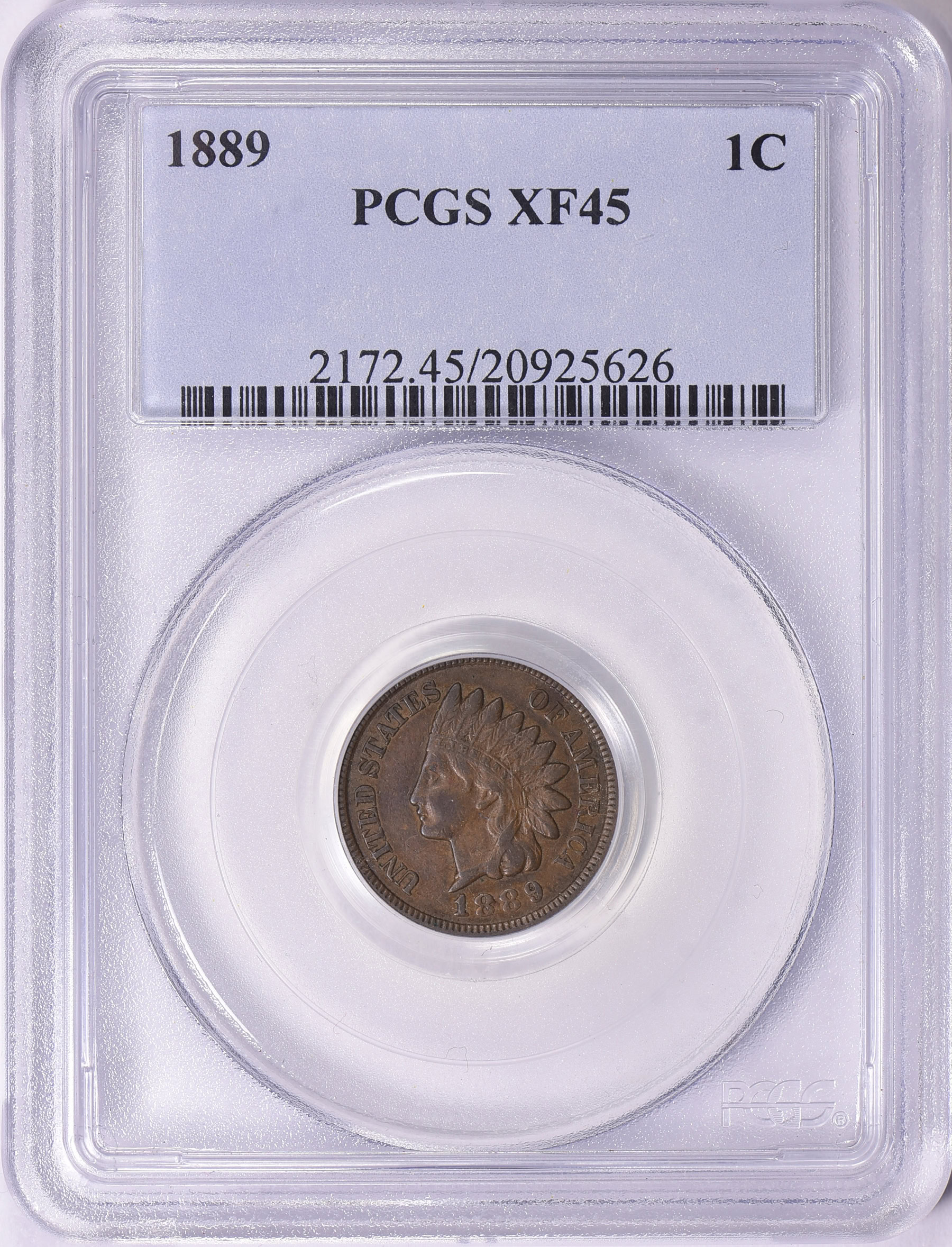 1889 Indian Cent PCGS XF-45 BN (Item 1781986) | GreatCollections Coin ...