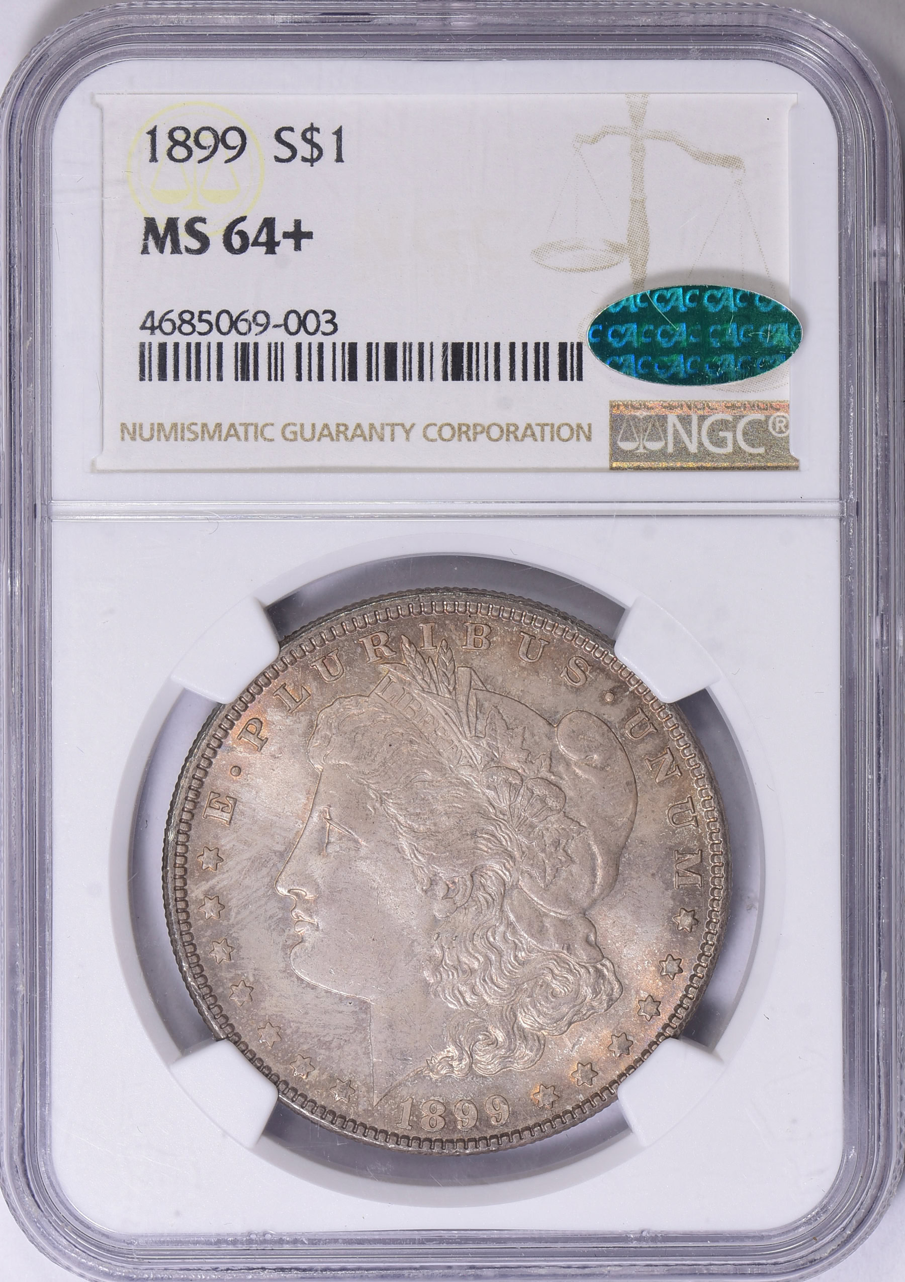 1899 Morgan Silver Dollar NGC MS-64+ (CAC Green) (Item 1782033) | GreatCollections Coin Auctions