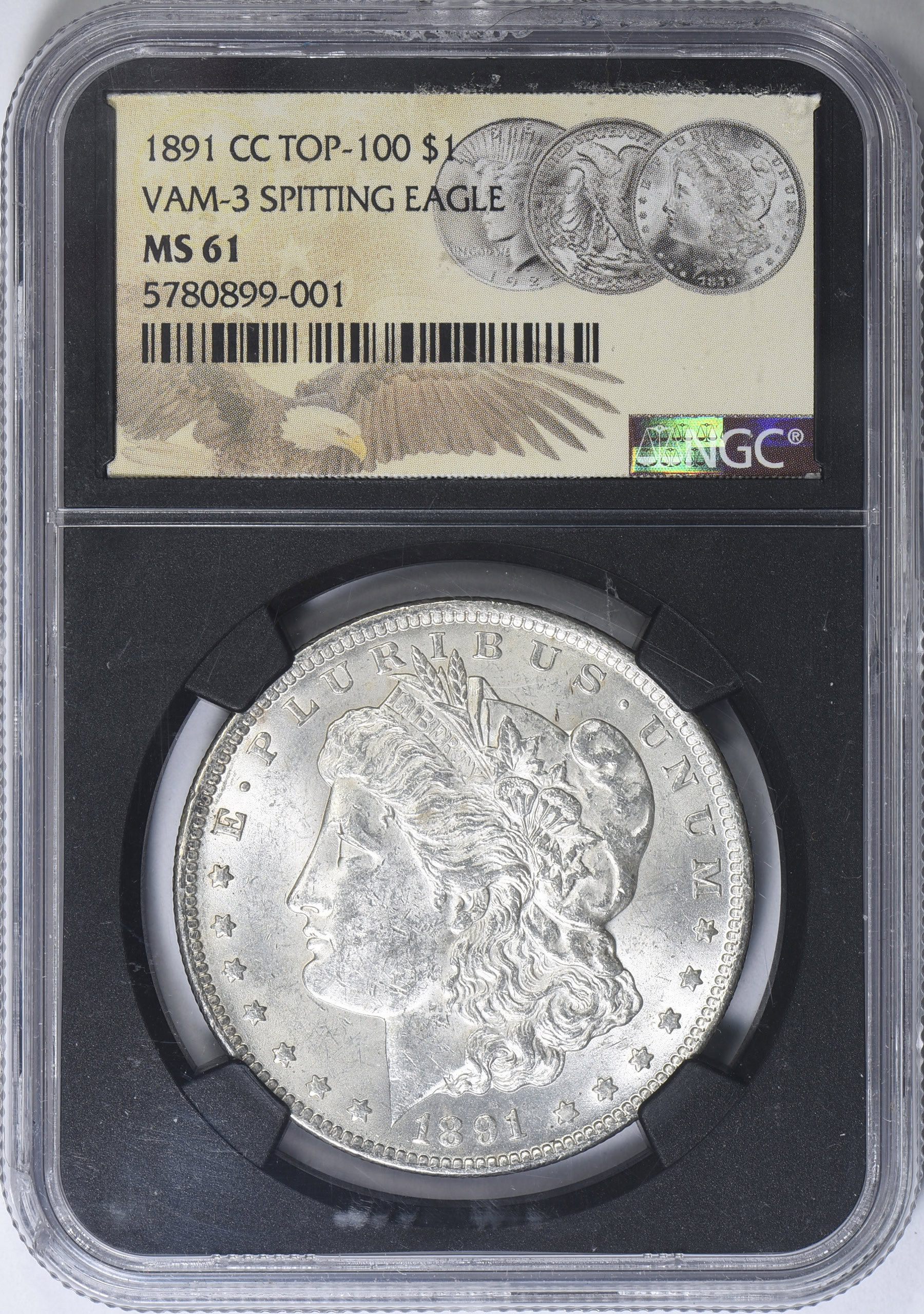 1891-CC Morgan Silver Dollar Spitting Eagle VAM-3 Top 100 NGC MS-61 (Black Retro Holder) (Item ...