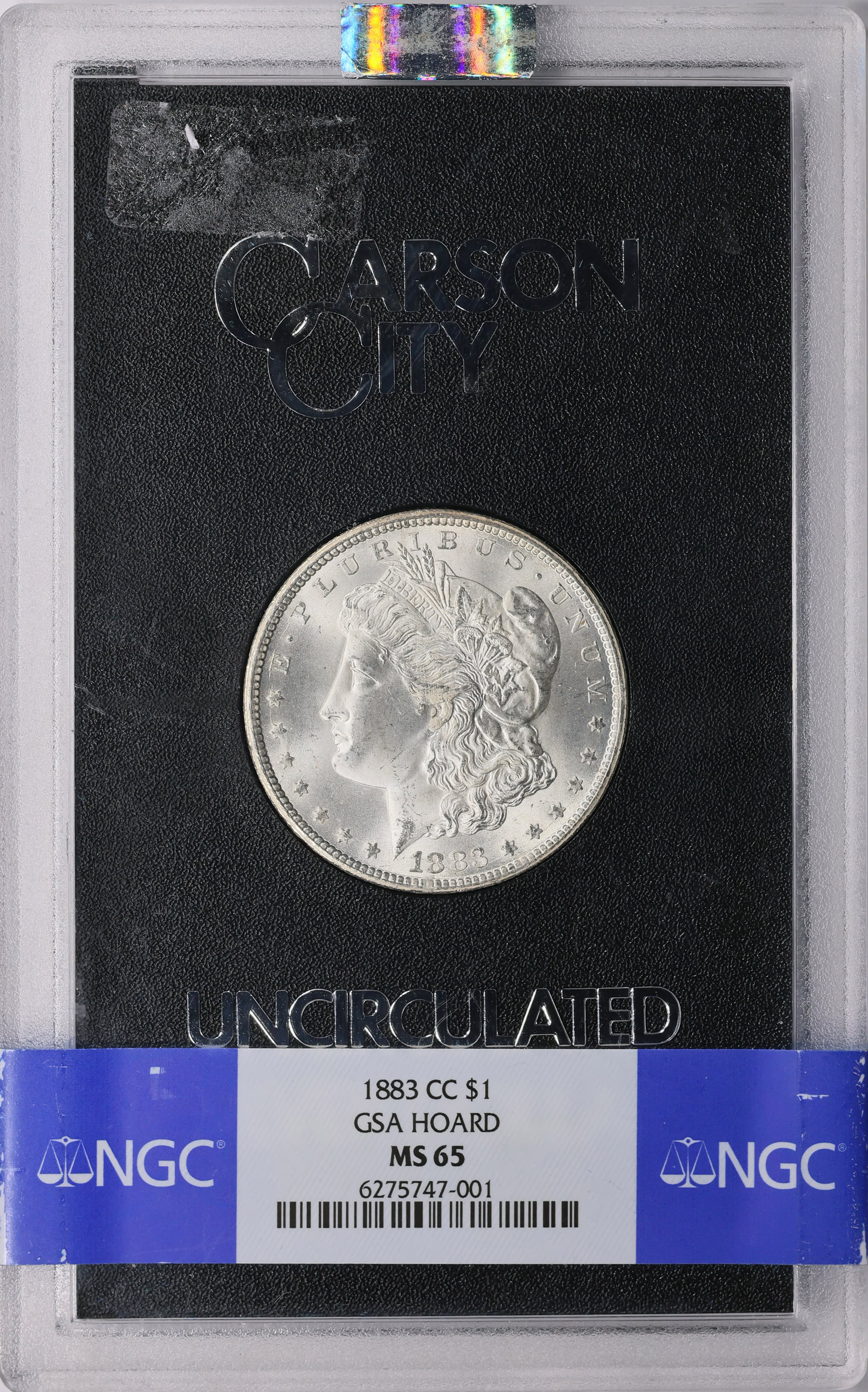 1883-CC Morgan Silver Dollar GSA Hoard NGC MS-65 (GSA Holder) (With GSA Box and Mismatched ...