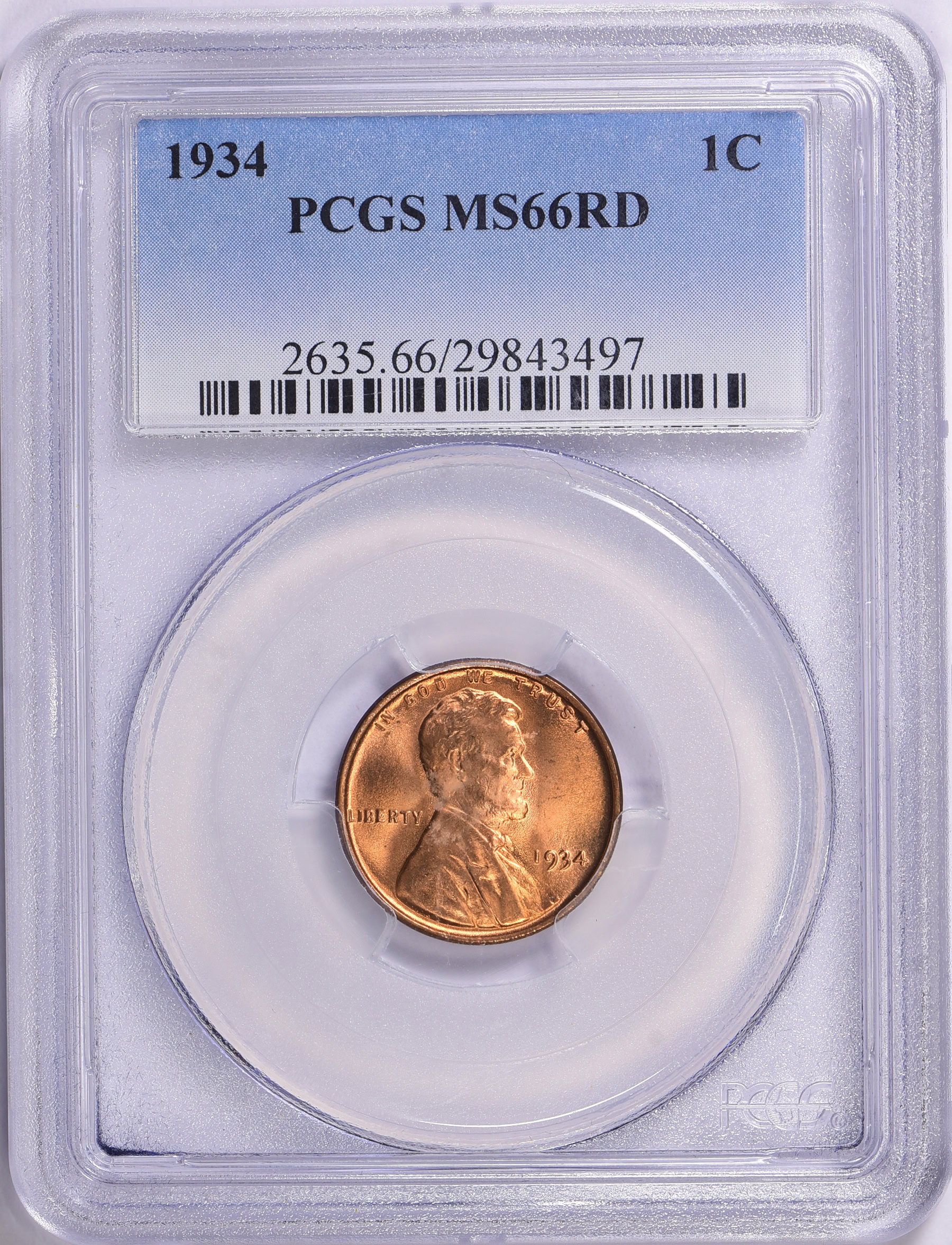 1934 Lincoln Cent PCGS MS-66 RD (Item 1782047) | GreatCollections Coin Auctions
