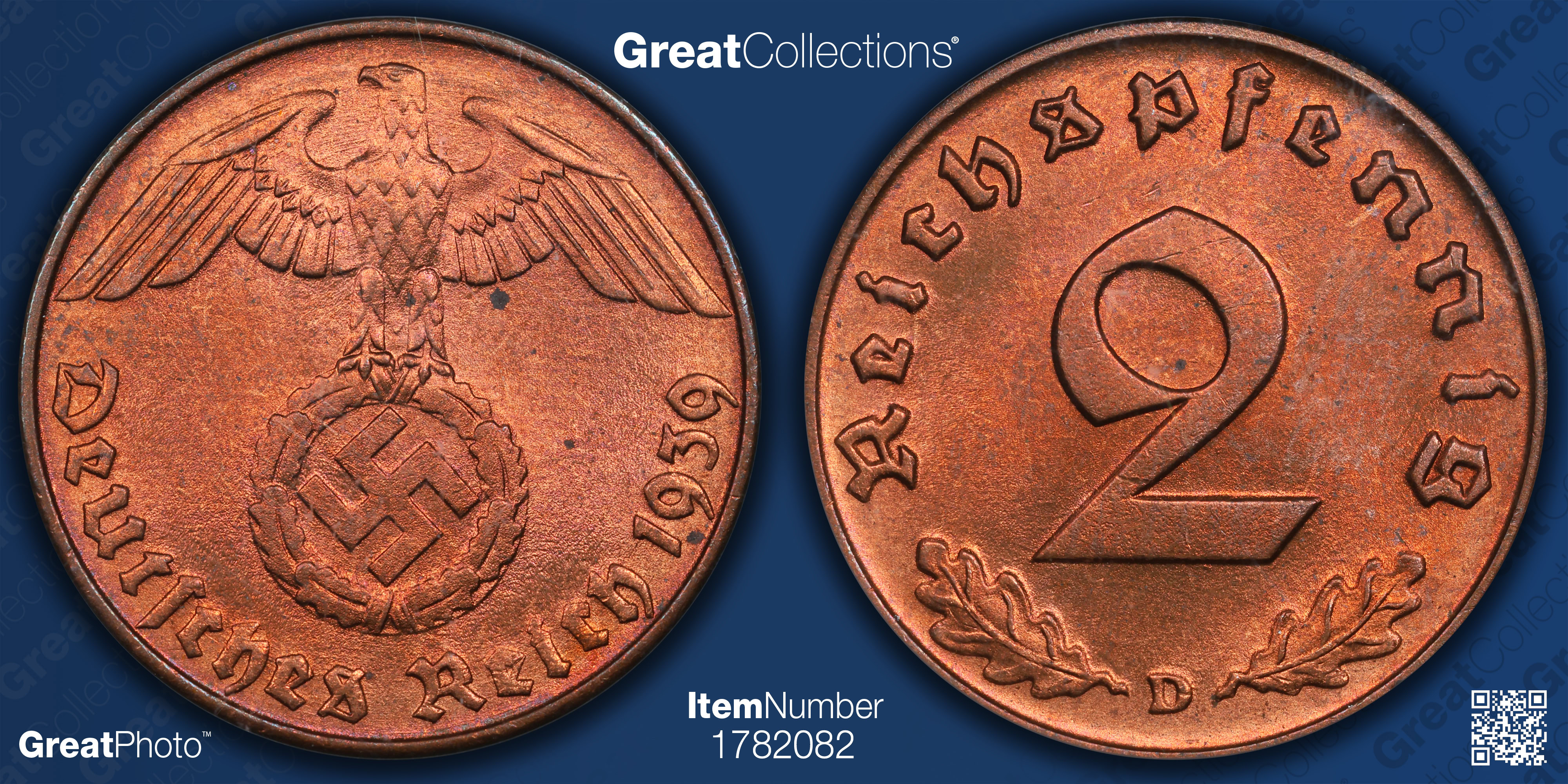 Germany 1939-D 2 Pfennig KM-90 PCGS MS-64 RD (Item 1782082 ...