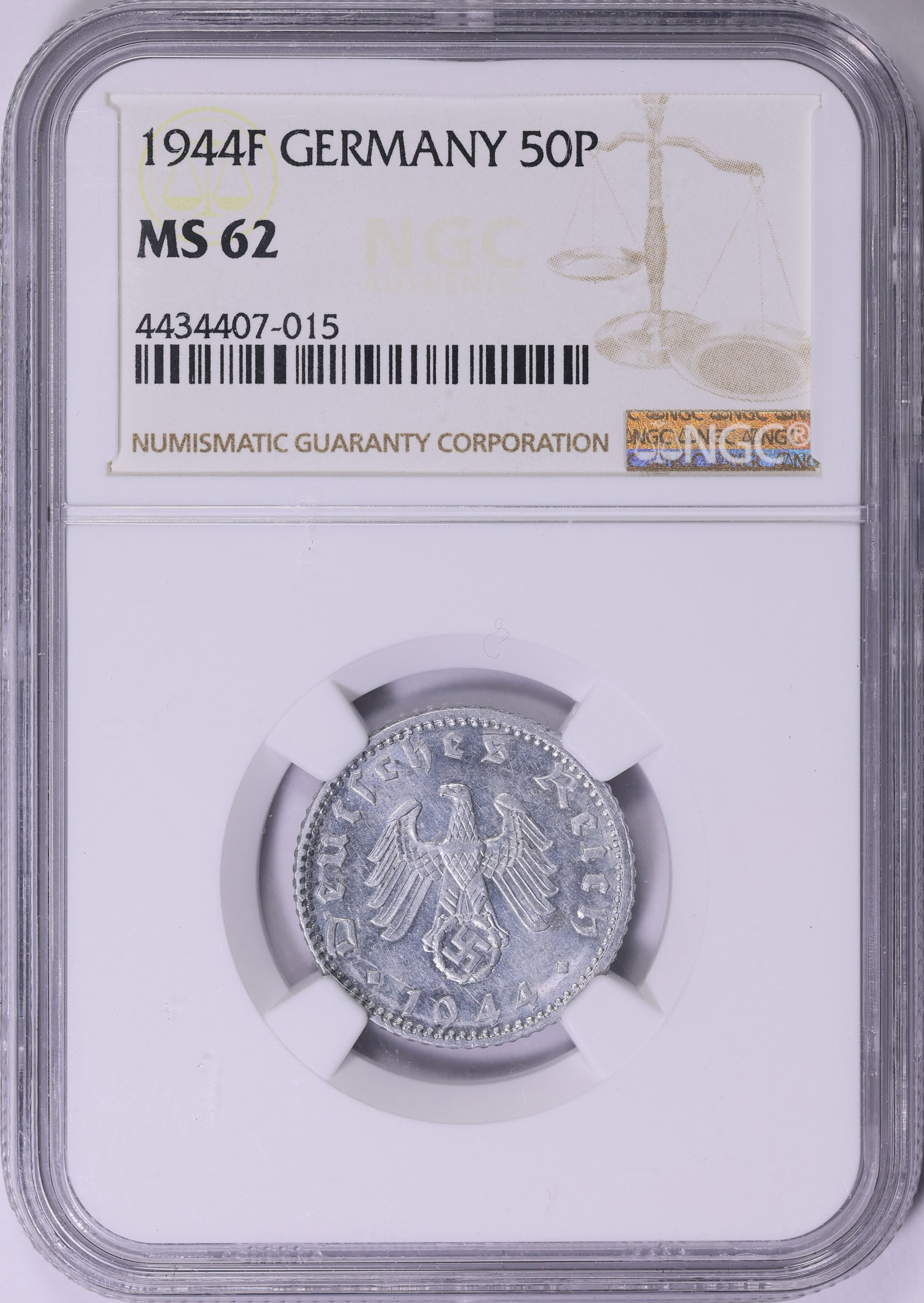 Germany 1944-F 50 Pfennig KM-96 NGC MS-62 (Item 1782110 ...