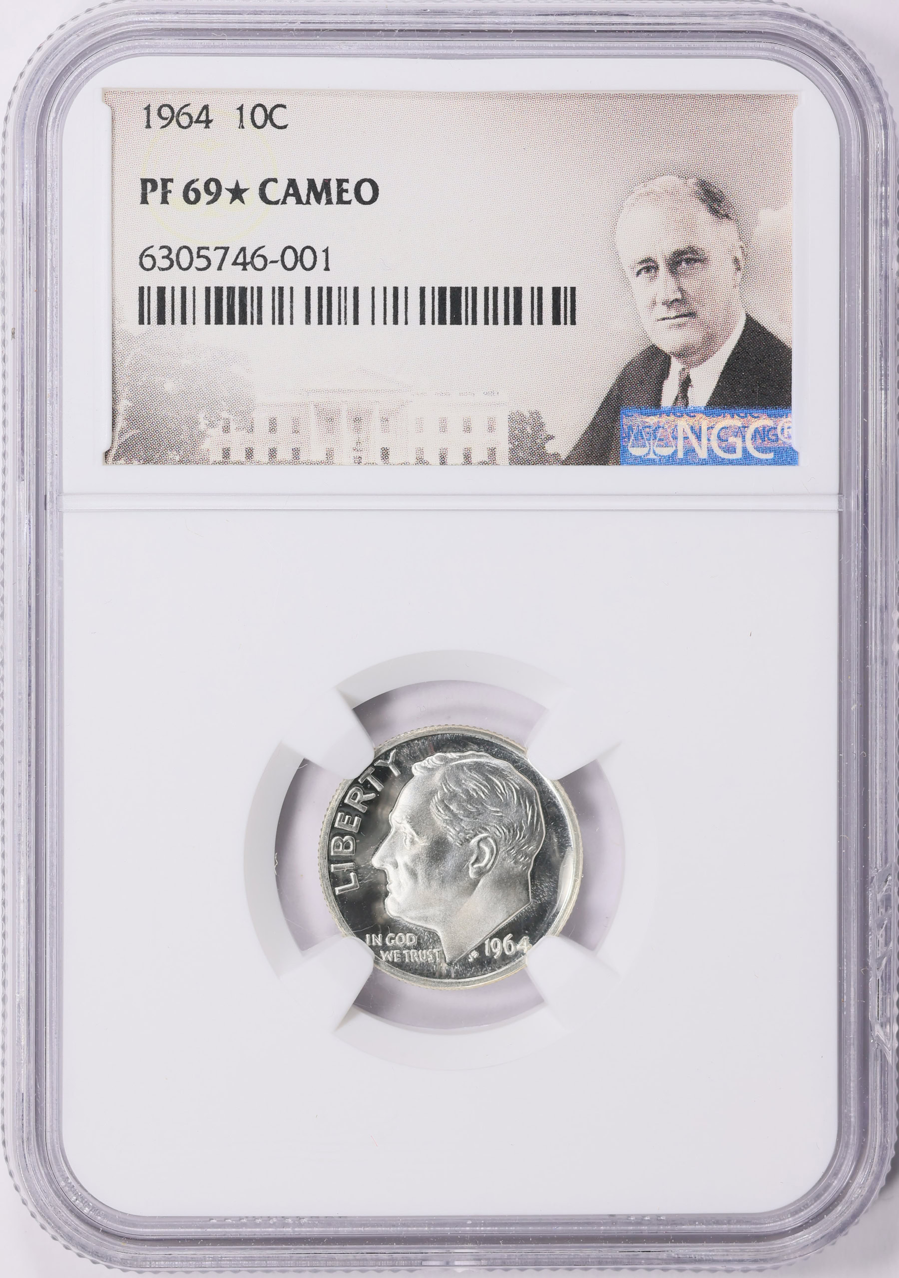 1964 Roosevelt Dime NGC Proof-69 ★ CAMEO (Roosevelt Label) (Item ...