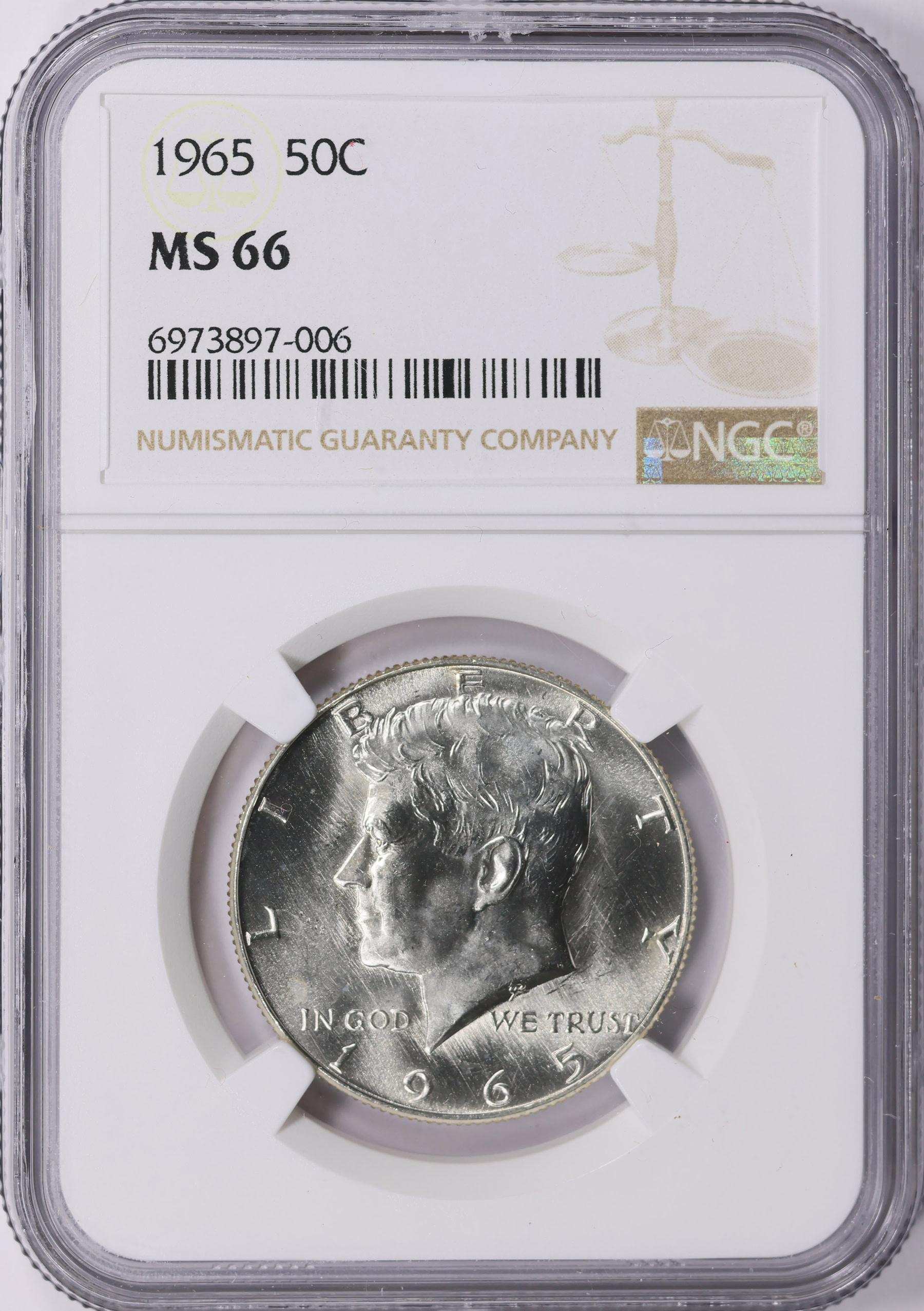 1965 Kennedy Half Dollar NGC MS-66 (Item 1782196) | GreatCollections Coin Auctions
