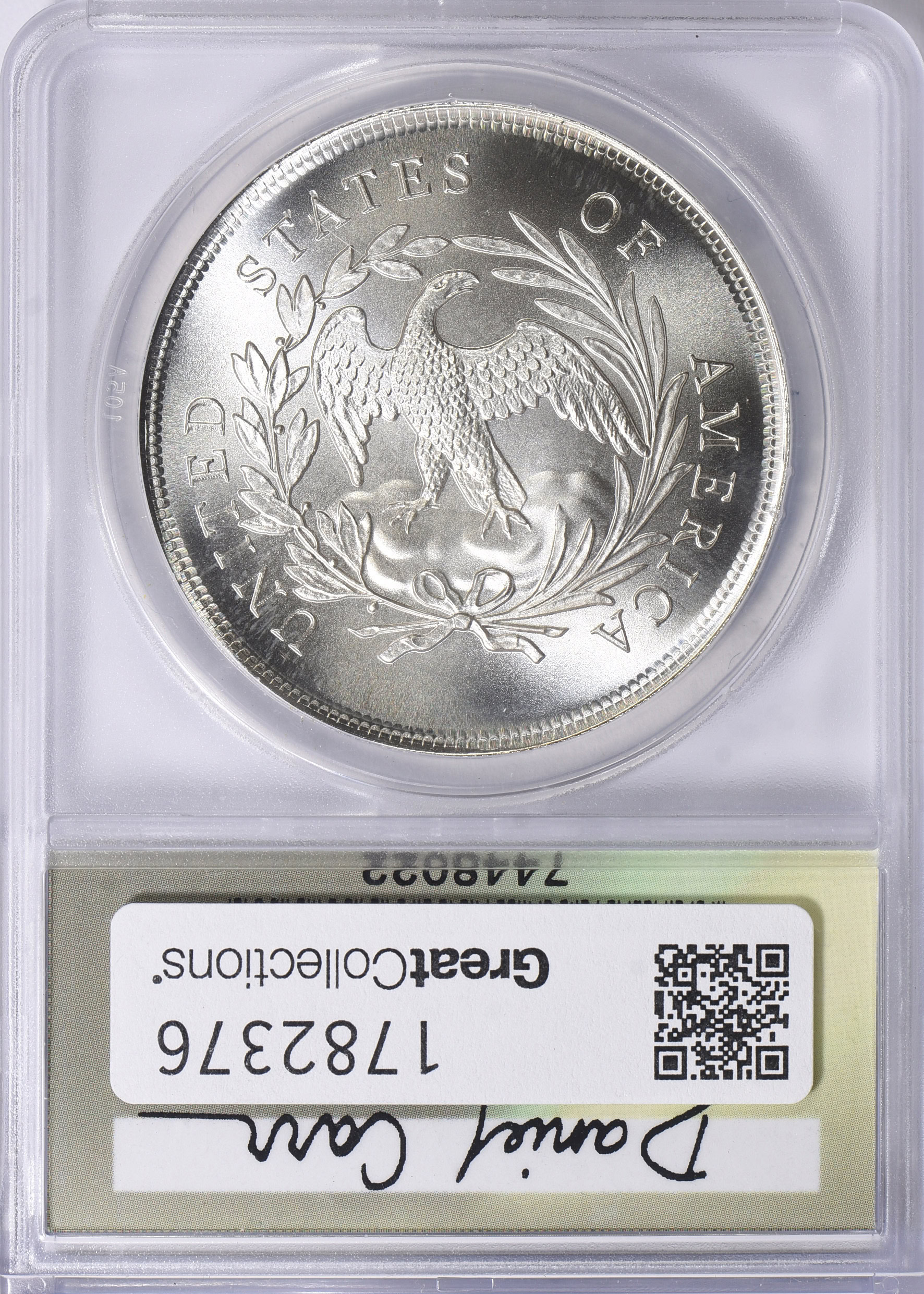 1792 Silver Flowing Hair Dollar Daniel Carr Token Overstruck on Silver ...