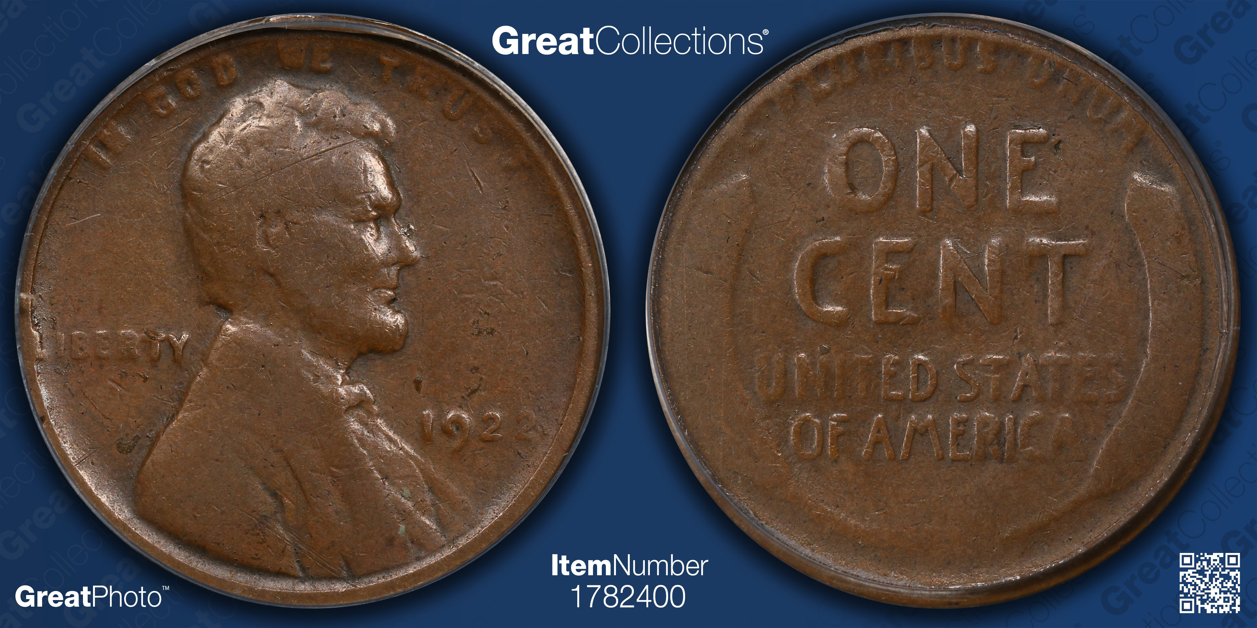 1922-D Lincoln Cent Weak D Die 3 ANACS F-12 BN (Item 1782400 ...