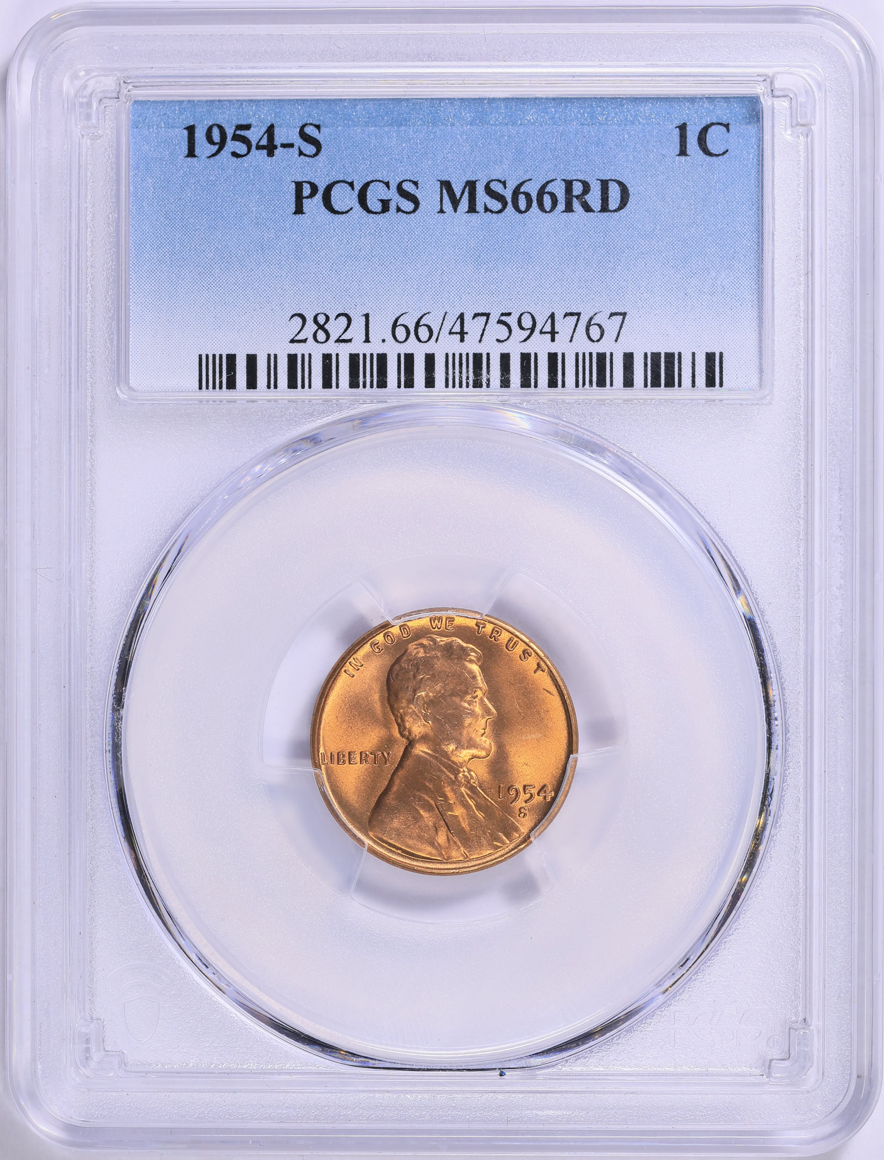 1954-S Lincoln Cent PCGS MS-66 RD (Item 1782411) | GreatCollections Coin Auctions