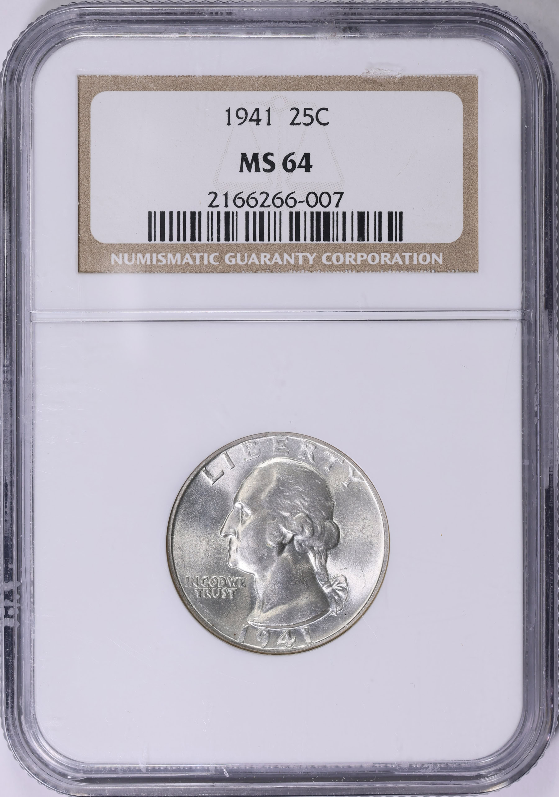1941 Washington Quarter NGC MS-64 (Item 1782431) | GreatCollections ...