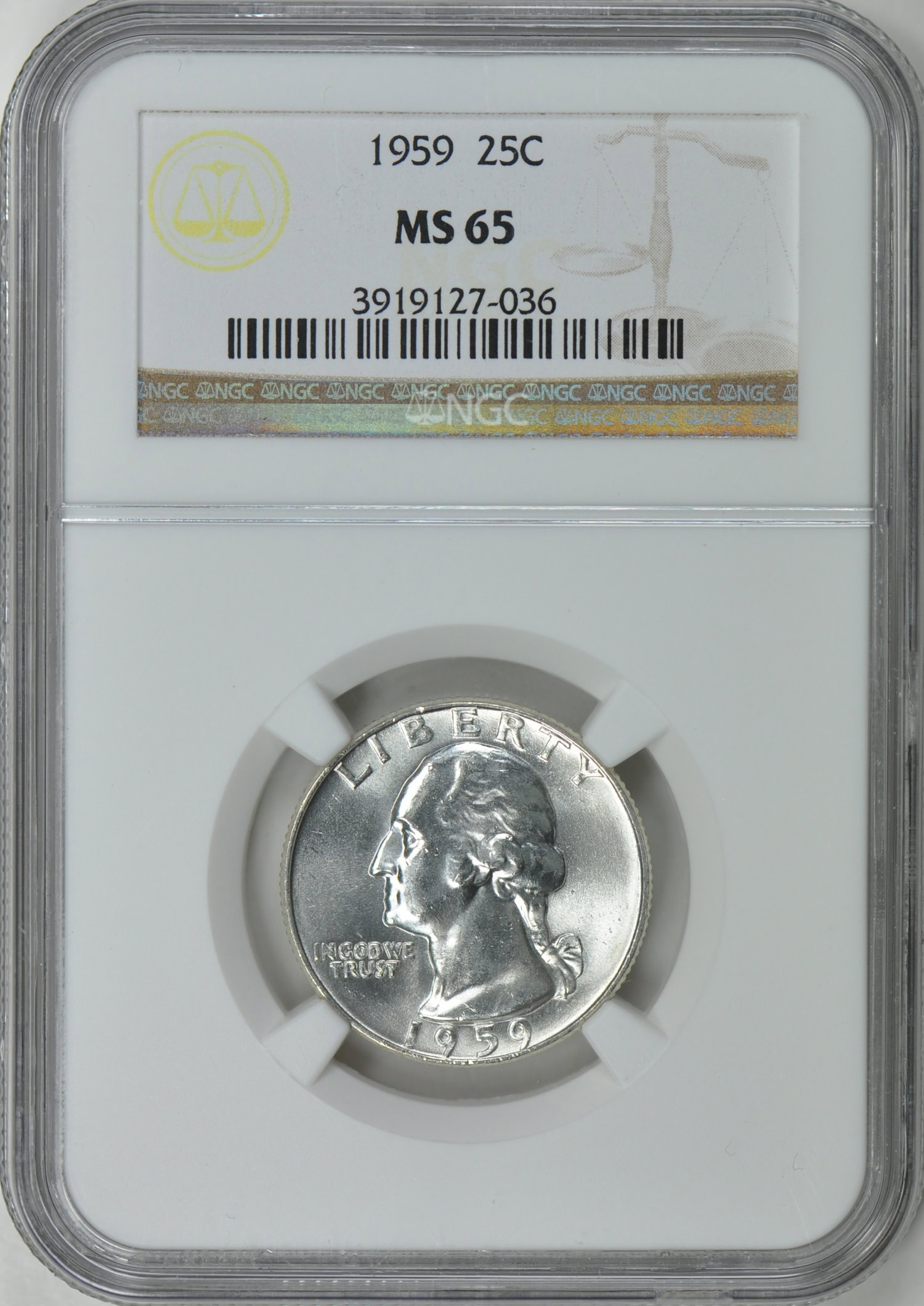 1959 Washington Quarter NGC MS-65 (Item 1782436) | GreatCollections ...