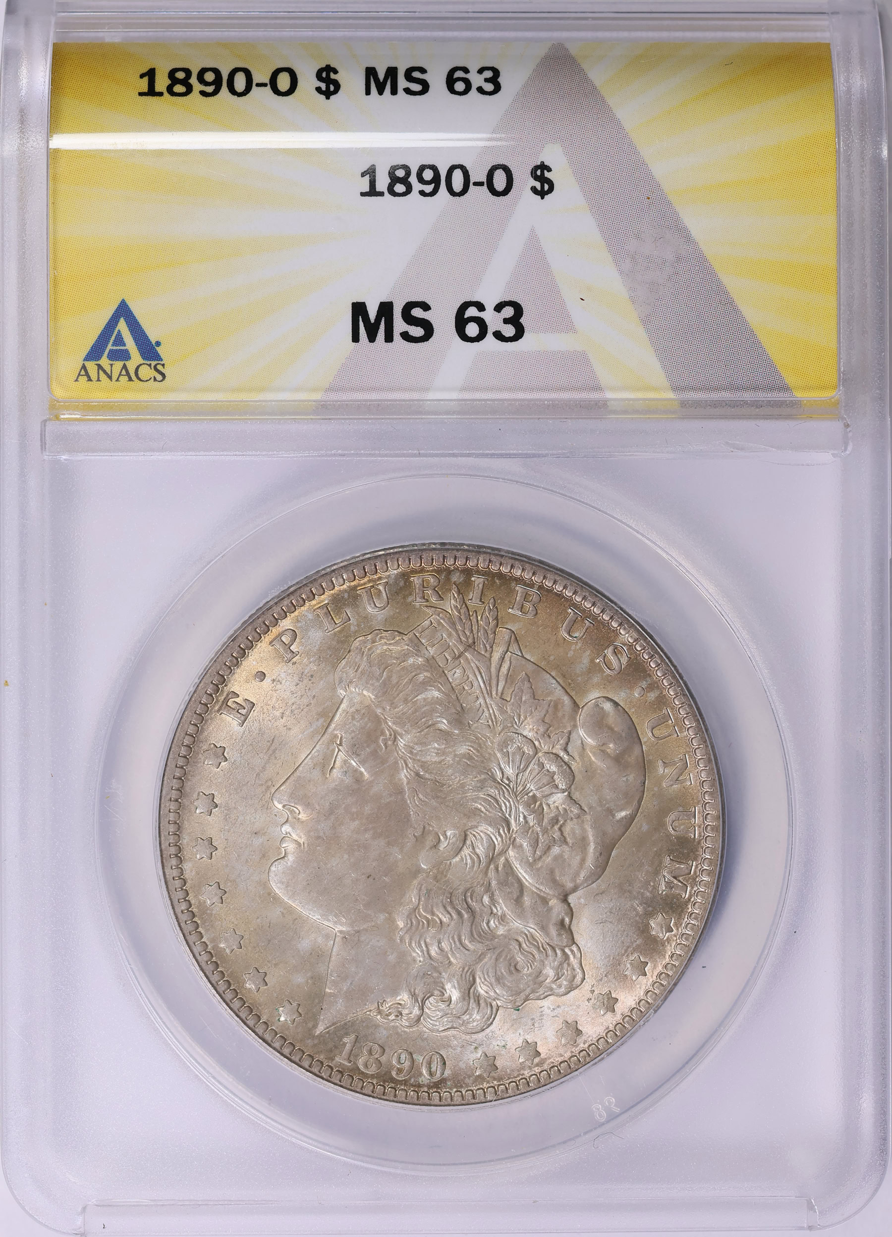 1890-O Morgan Silver Dollar ANACS MS-63 (Toned) (Item 1782445) | GreatCollections Coin Auctions