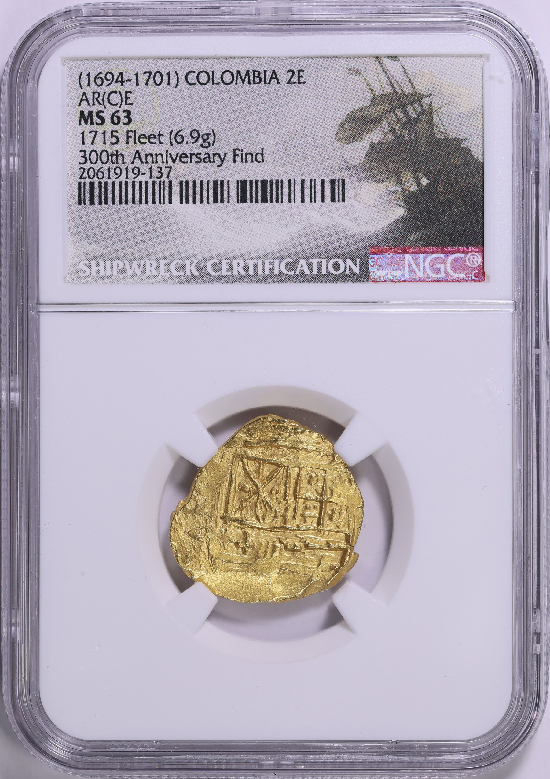 Colombia ND (1694-1701) Gold 2 Escudos Charles II Type AR(C)E KM-14.2 ...