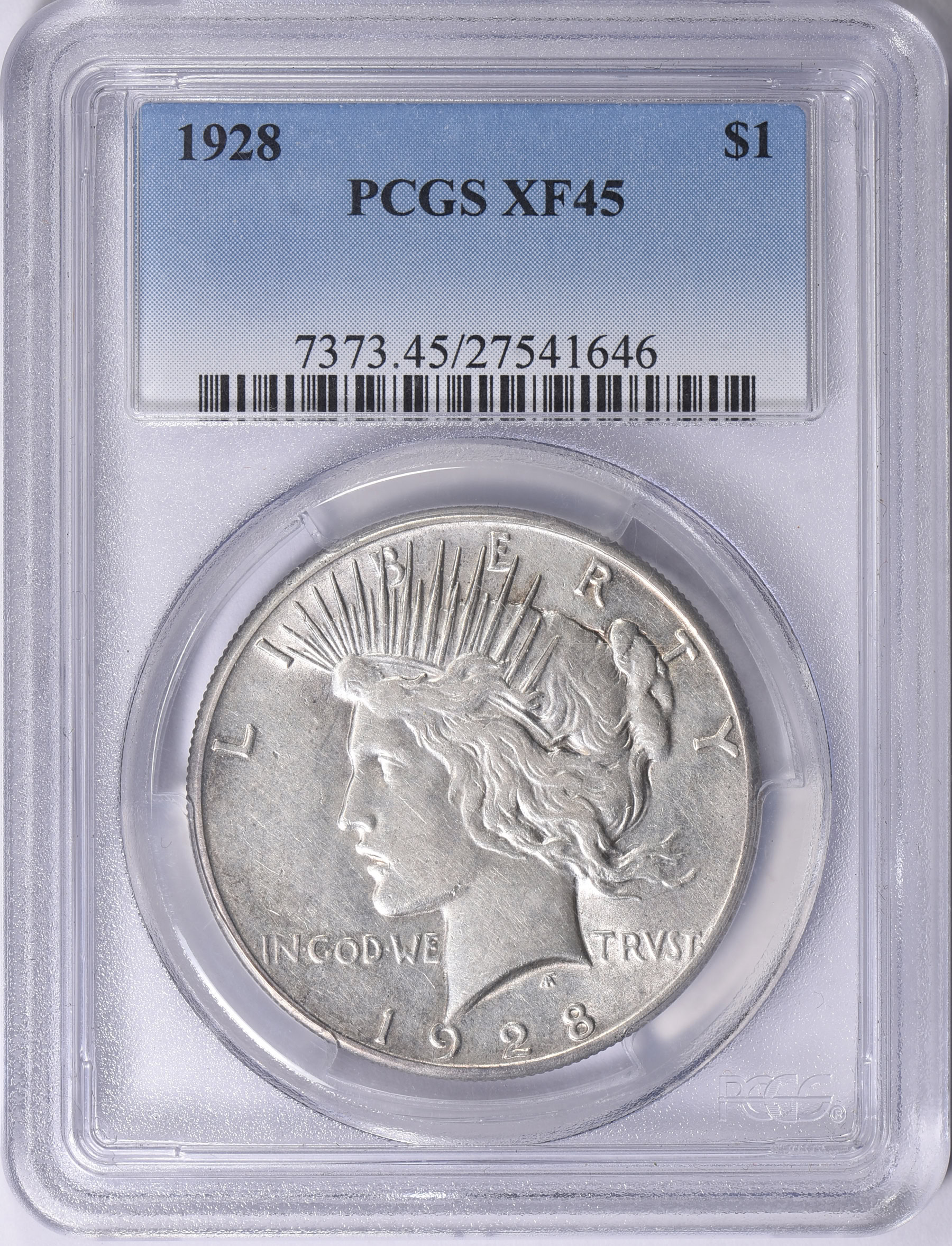 1928 Peace Silver Dollar PCGS XF-45 (Item 1782552) | GreatCollections ...