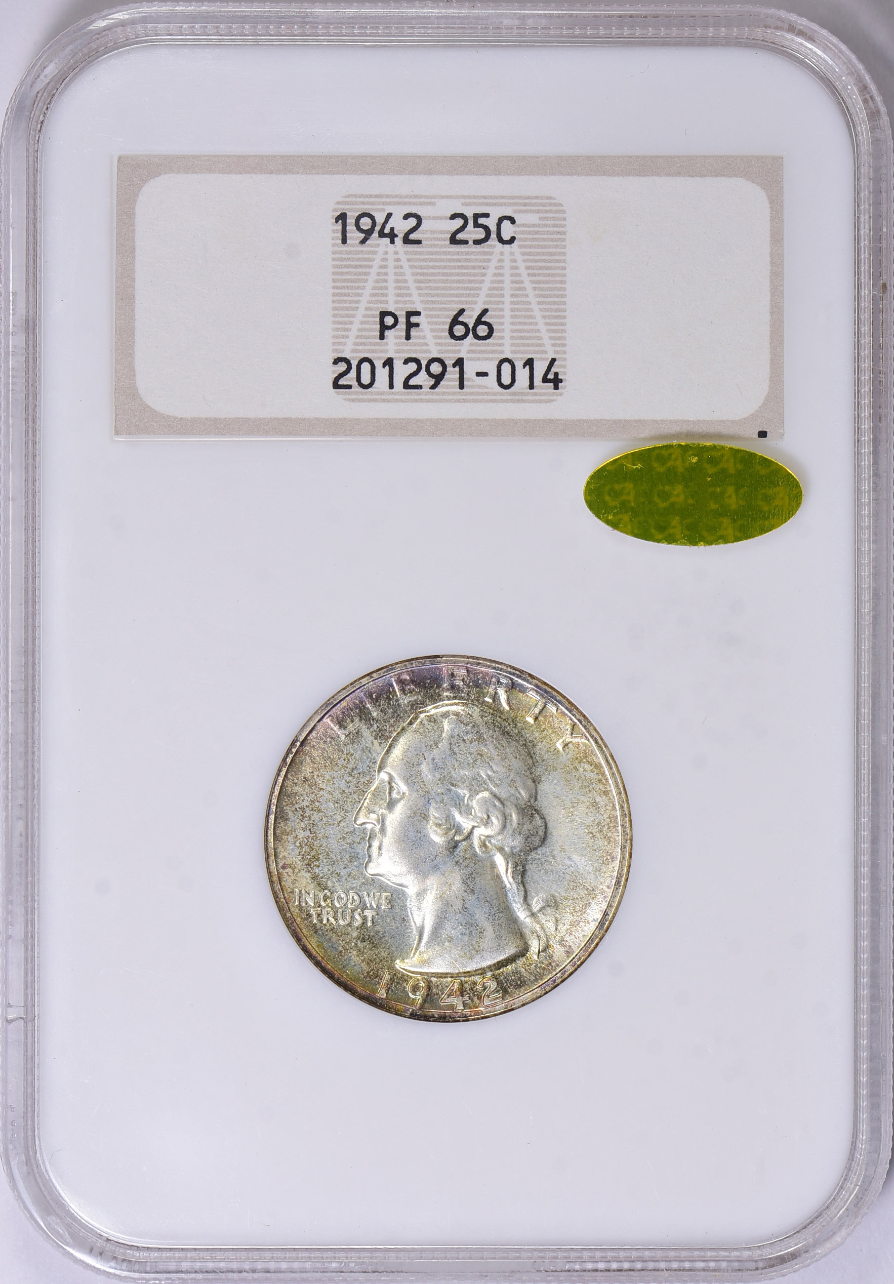 1942 Washington Quarter NGC Proof-66 (CAC Gold) OH (Toned) (Item 1782569) | GreatCollections ...