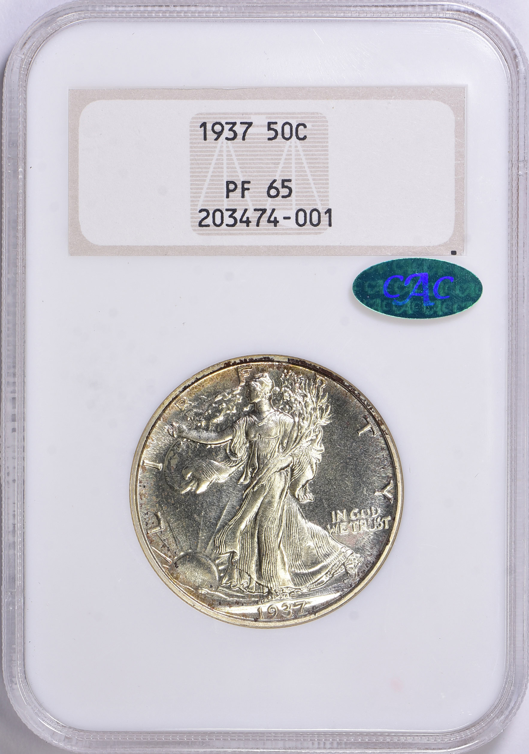 1937 Walking Liberty Half Dollar NGC Proof-65 (CAC Green) OH (Item 1782570) | GreatCollections ...