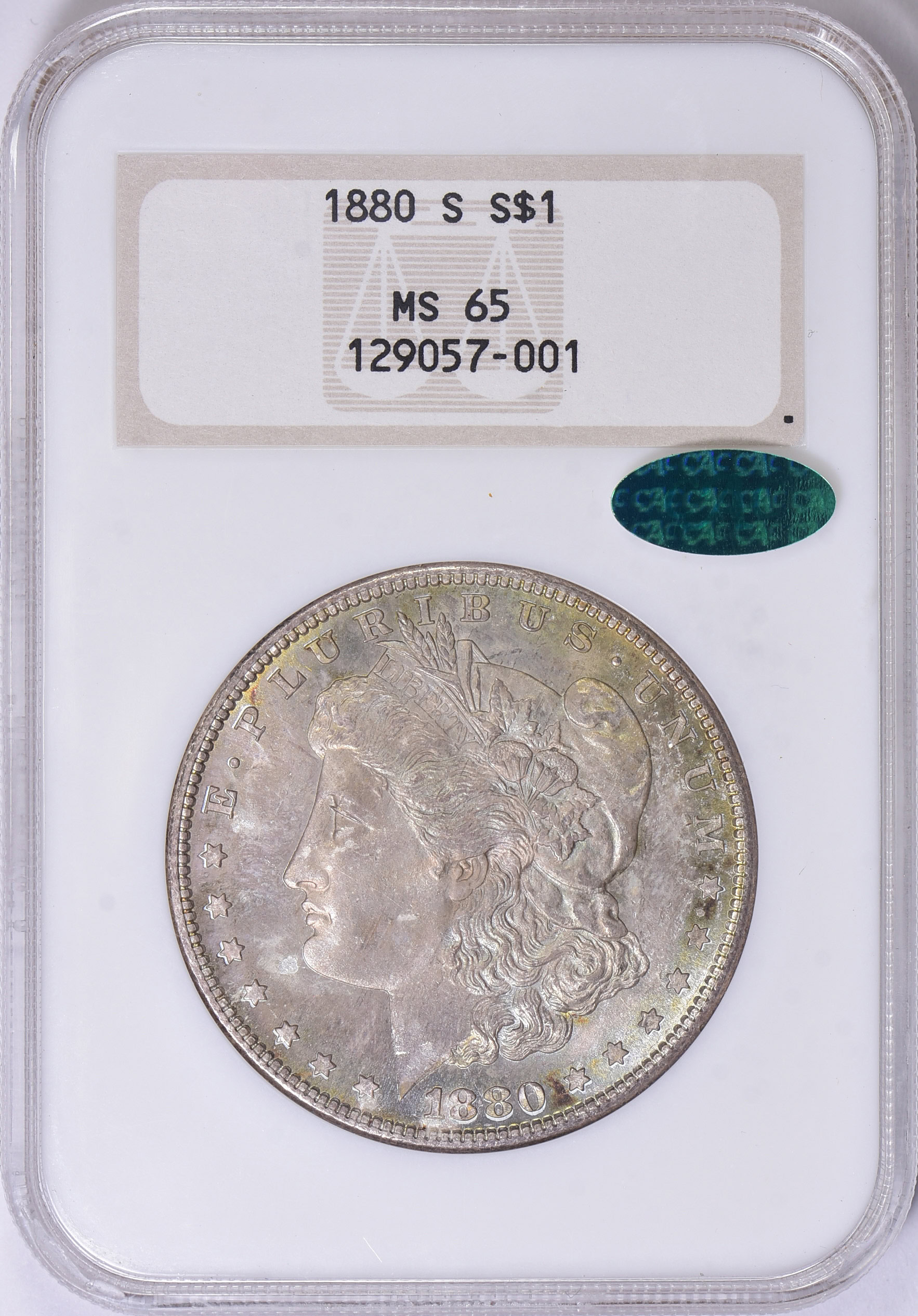 1880-S Morgan Silver Dollar NGC MS-65 (CAC Green) OH (Toned) (Item 1782571) | GreatCollections ...