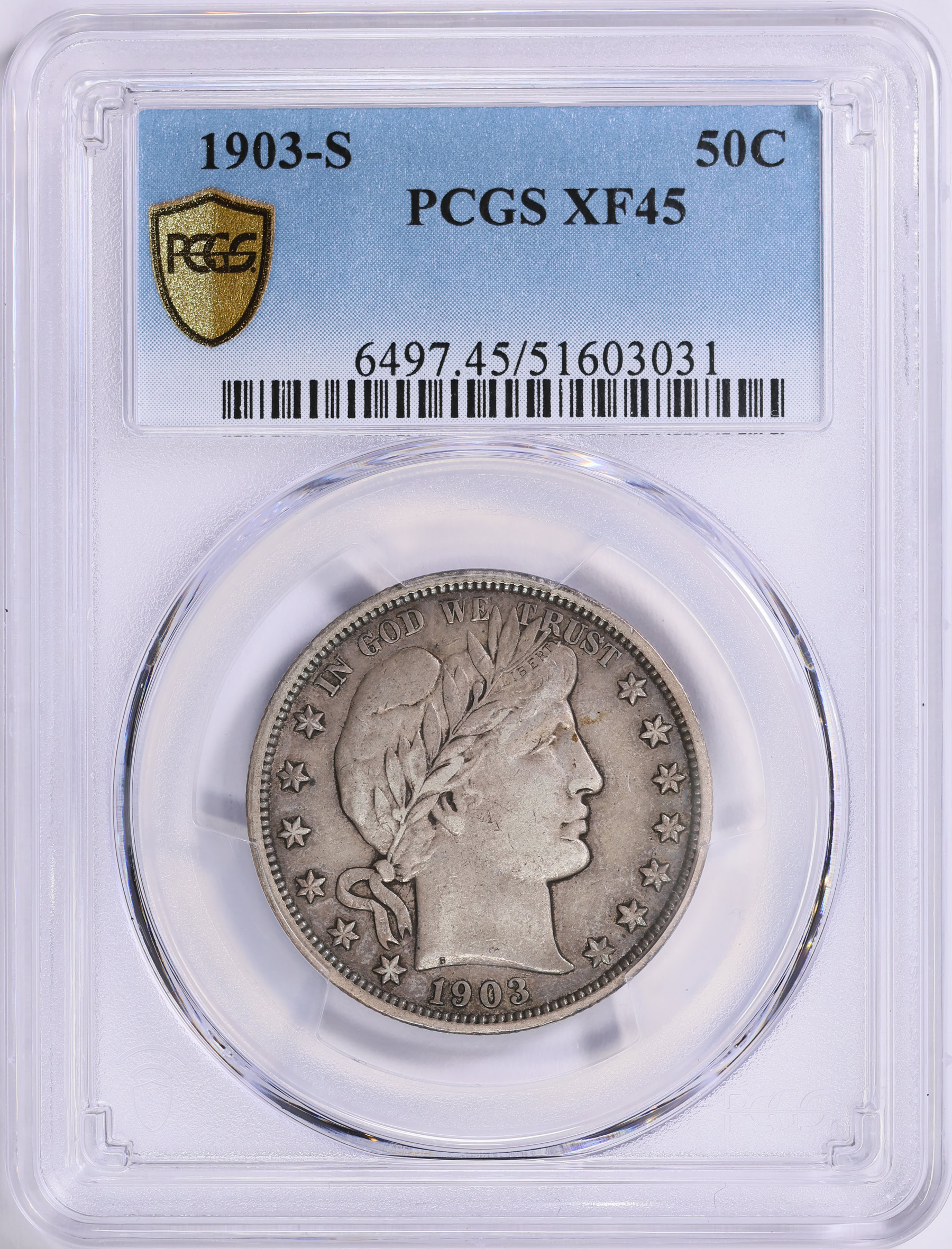 1903-S Barber Half Dollar PCGS XF-45 (Item 1782633) | GreatCollections Coin Auctions