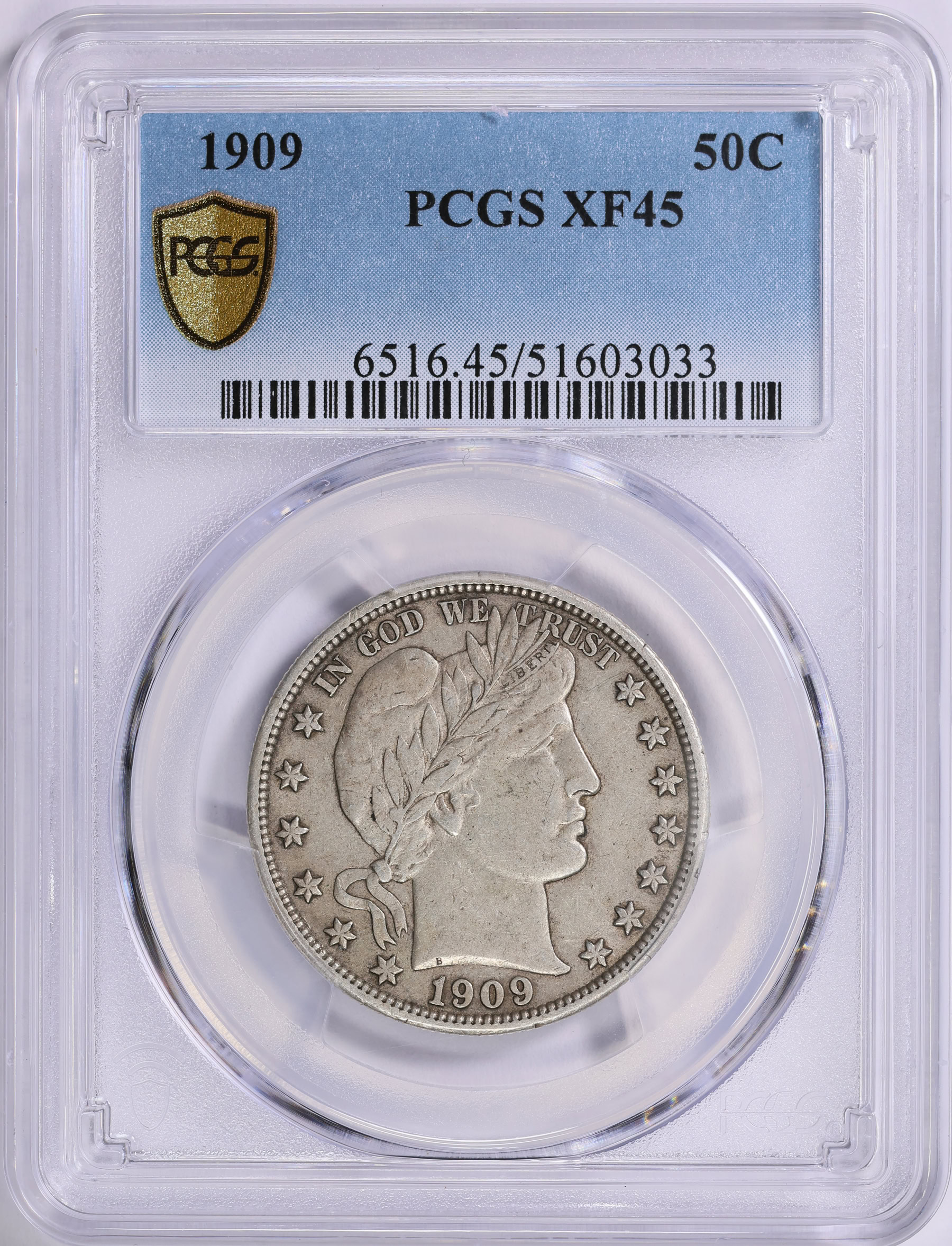 1909 Barber Half Dollar PCGS XF-45 (Item 1782635) | GreatCollections Coin Auctions