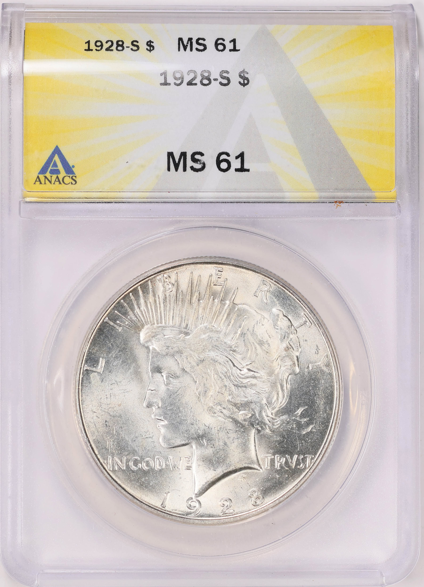 1928-S Peace Silver Dollar ANACS MS-61 (Item 1782644) | GreatCollections Coin Auctions
