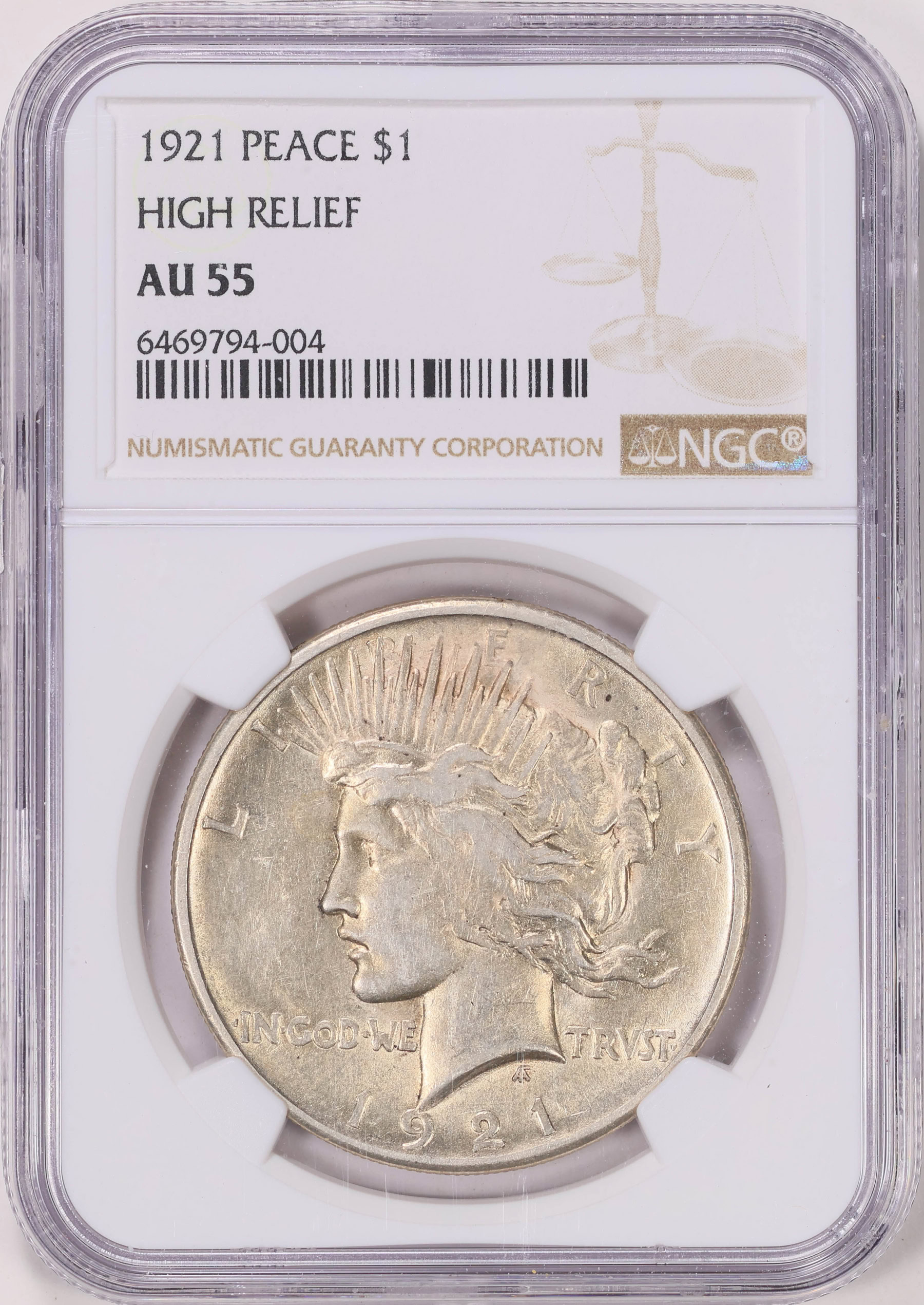 1921 Peace Silver Dollar High Relief NGC AU-55 (Item 1782667 ...