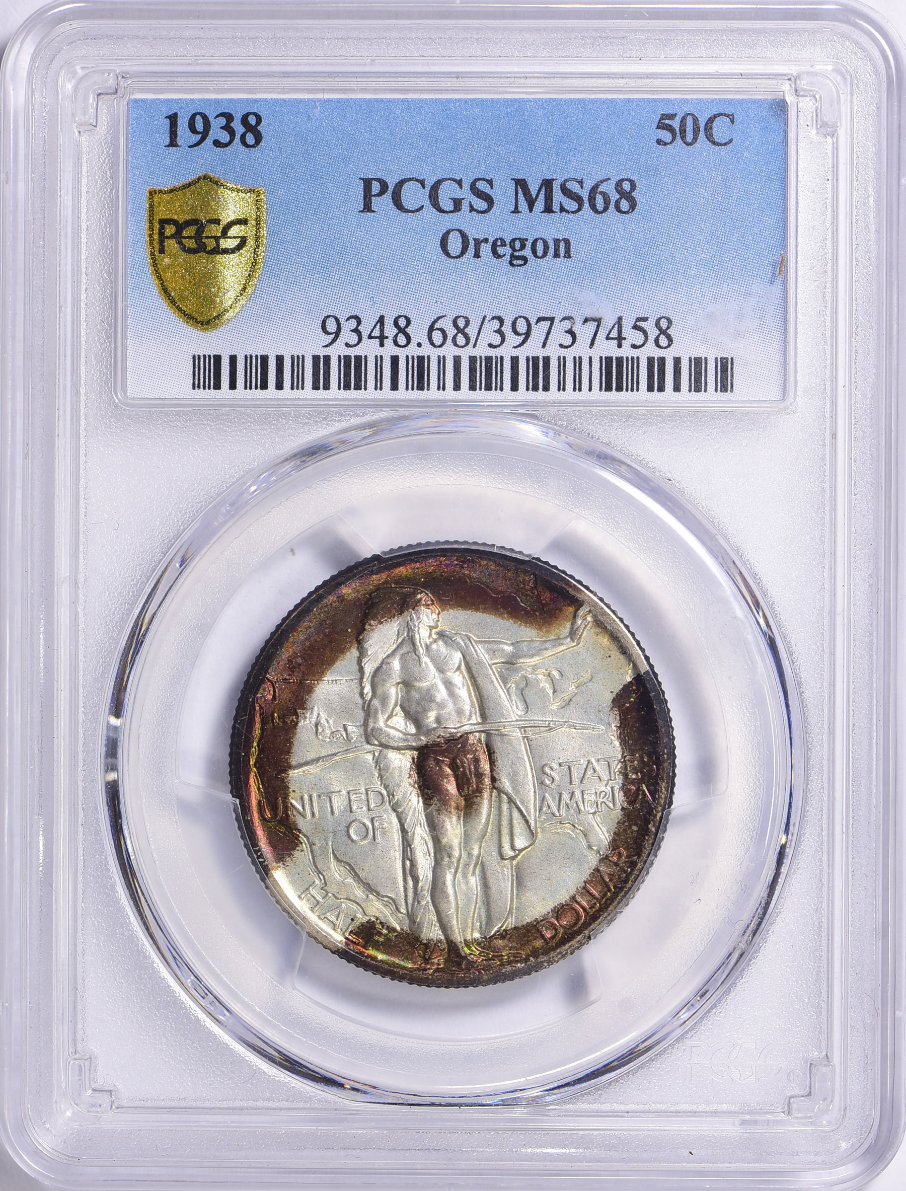1938 Oregon Trail Memorial Half Dollar PCGS MS-68 (Toned) (Item 1782676) | GreatCollections Coin ...