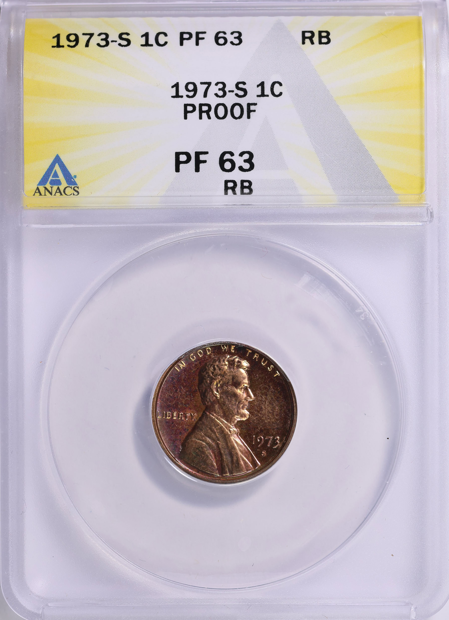 1973-S Lincoln Cent ANACS Proof-63 RB (Toned) (Item 1782692 ...