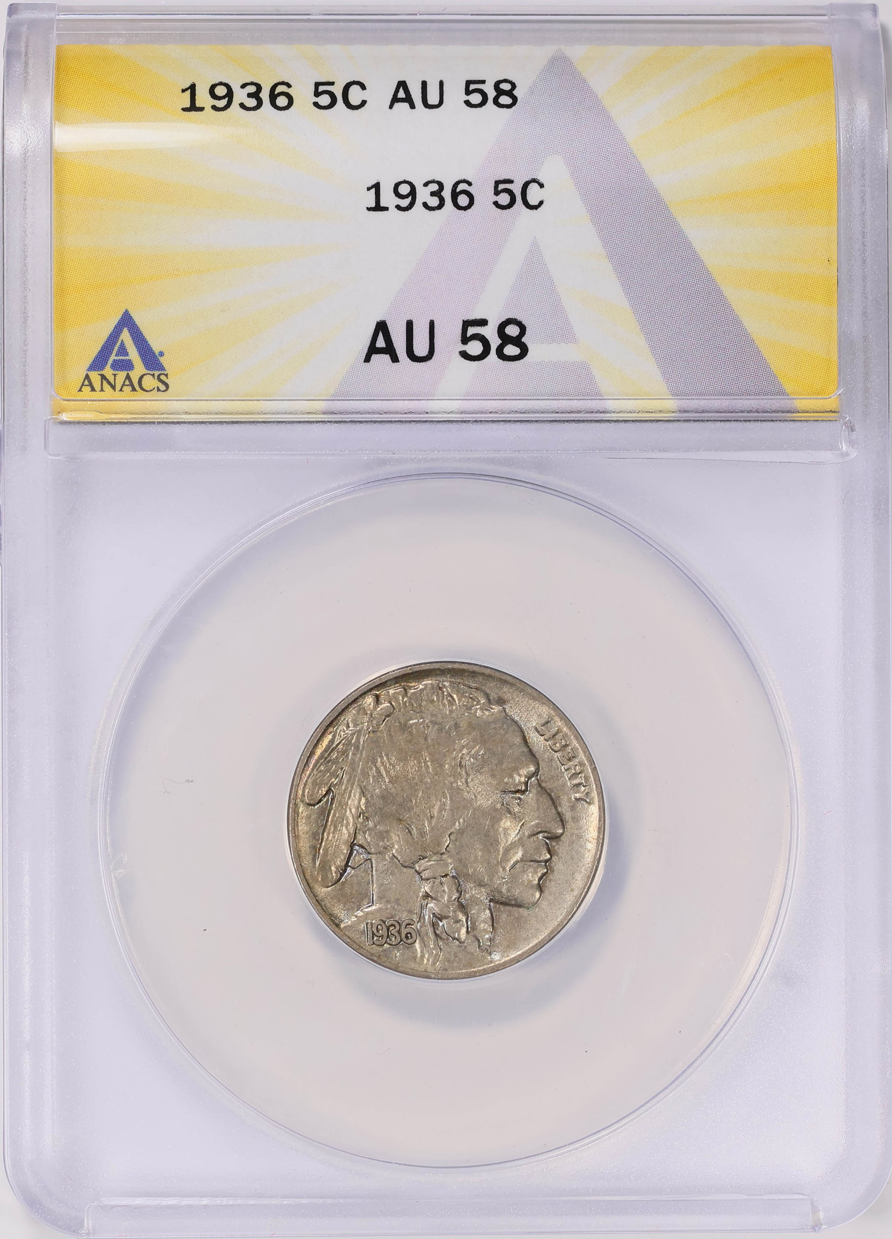 1936 Buffalo Nickel ANACS AU-58 (Item 1782695) | GreatCollections Coin ...