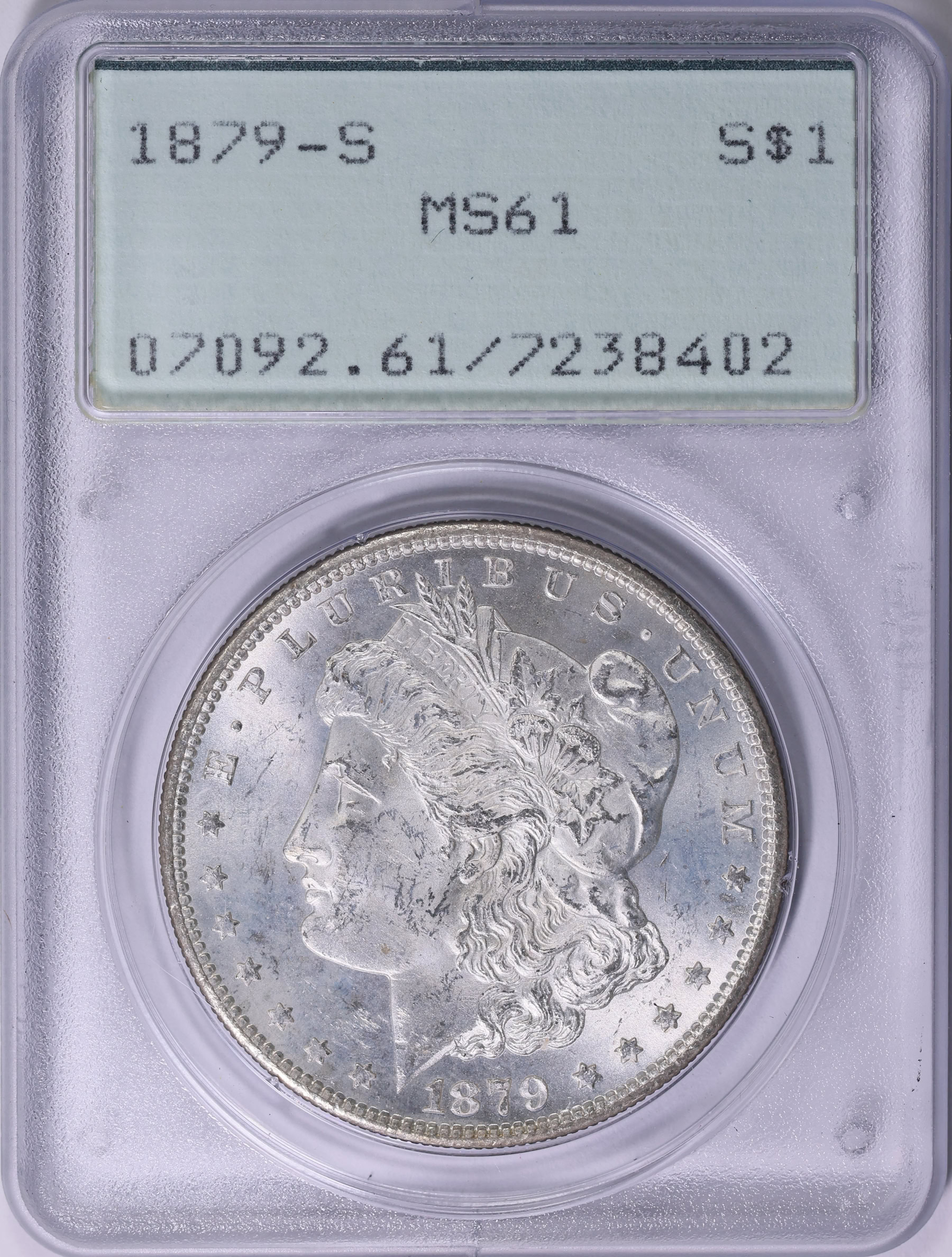1879-S Morgan Silver Dollar PCGS MS-61 OGH (1st Gen) (Item 1782766) | GreatCollections Coin Auctions