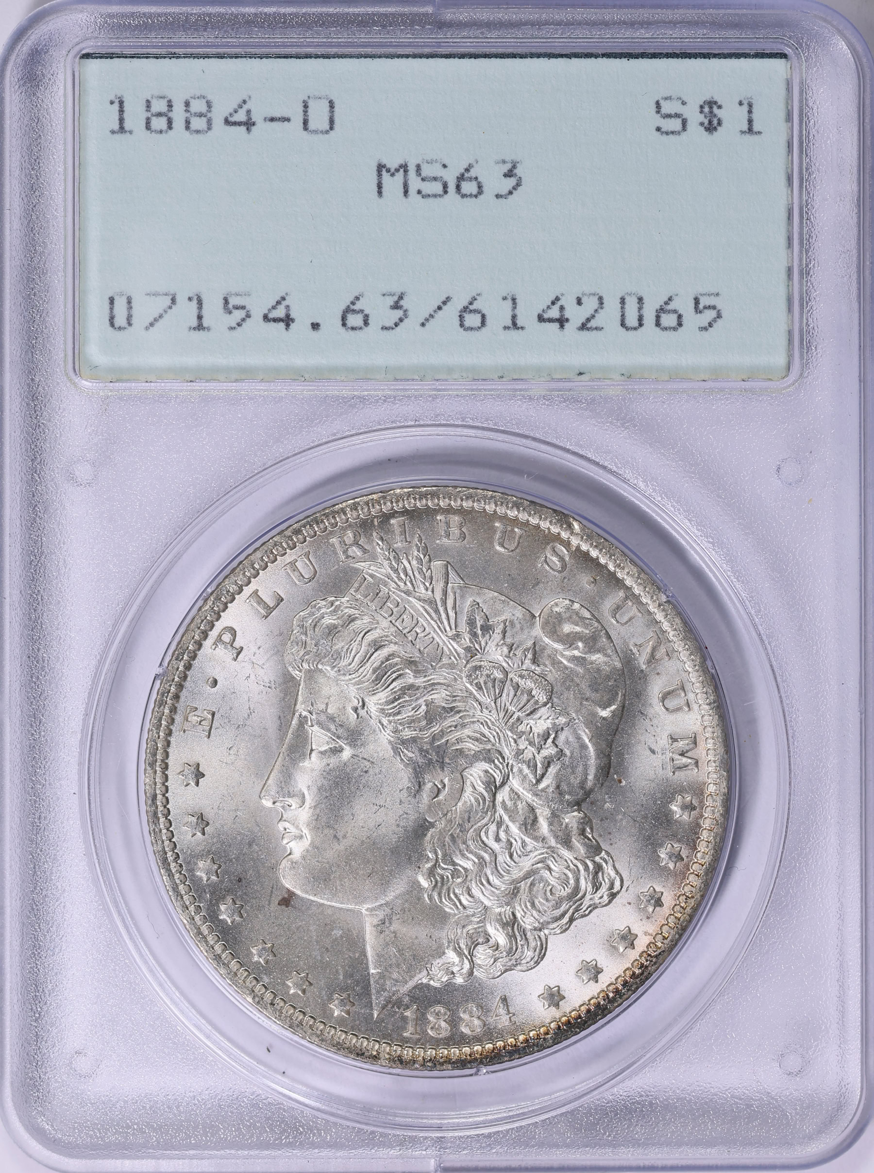 1884-O Morgan Silver Dollar PCGS MS-63 OGH (1st Gen) (Item 1782768) | GreatCollections Coin Auctions