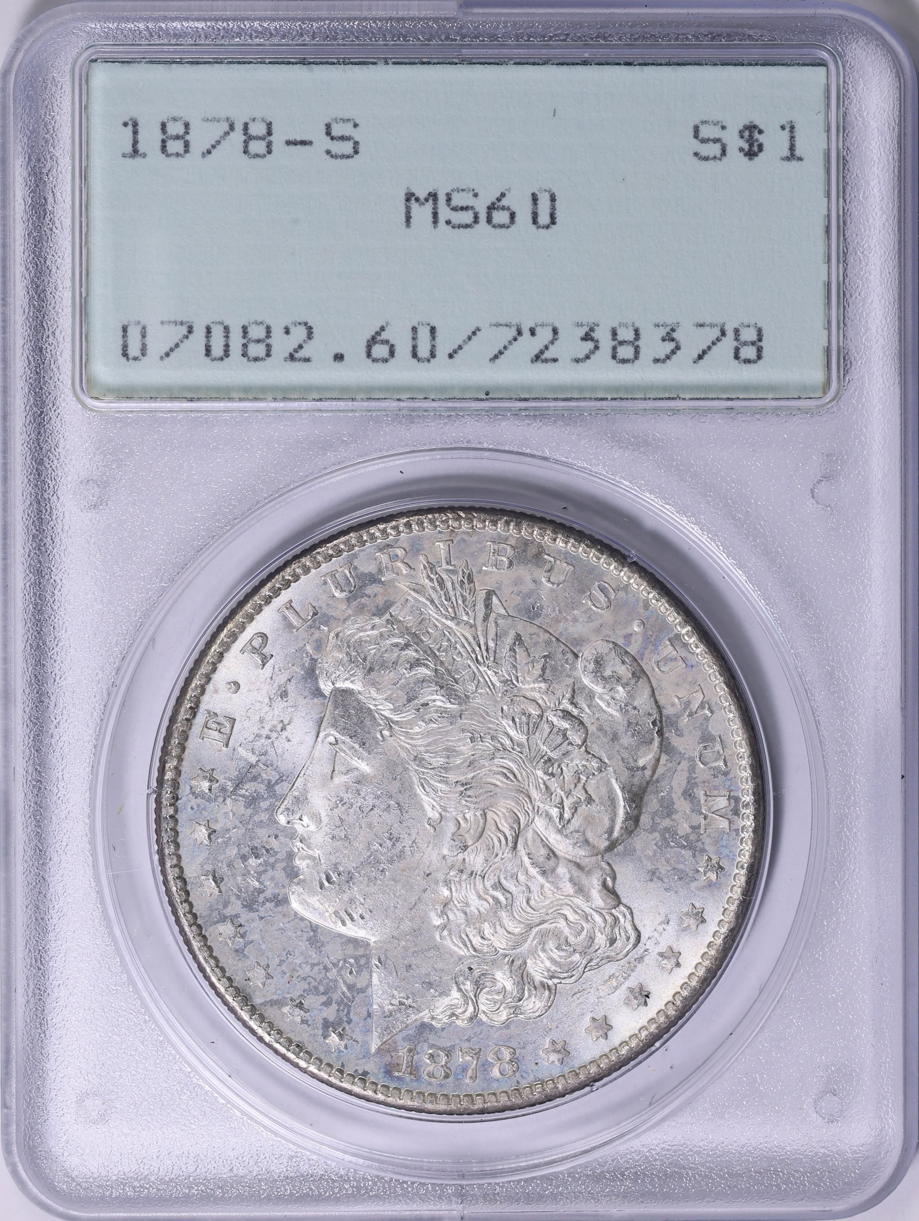 1878-S Morgan Silver Dollar PCGS MS-60 OGH (1st Gen) (Item 1782818) | GreatCollections Coin Auctions