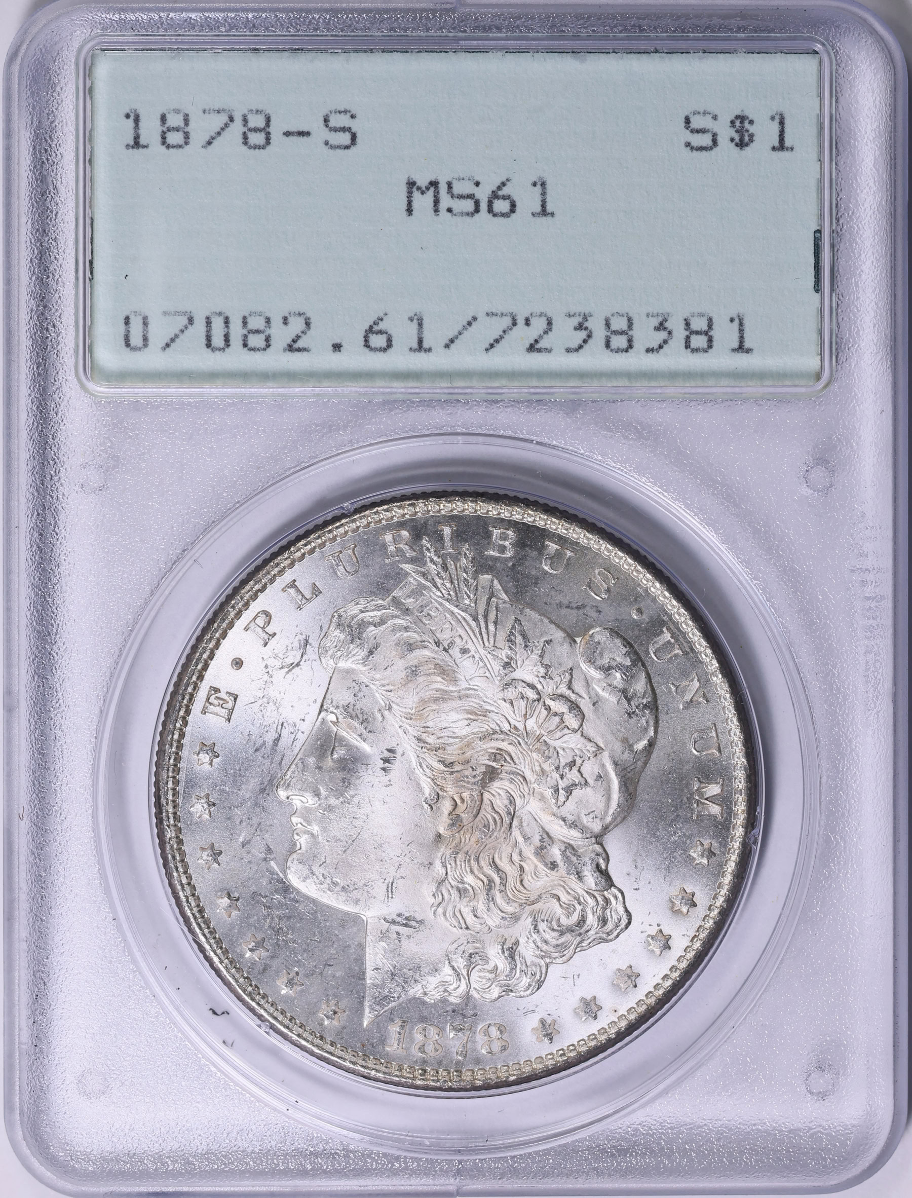 1878-S Morgan Silver Dollar PCGS MS-61 OGH (1st Gen) (Item 1782823) | GreatCollections Coin Auctions